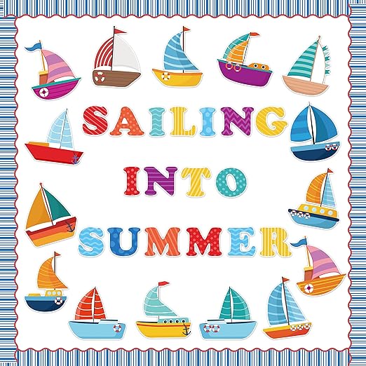 Amazon.com: AsodSway 117Pcs Sailing Into Summer Cutouts Summer Sailboat ...