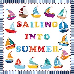 Amazon.com: AsodSway 117Pcs Sailing Into Summer Cutouts Summer Sailboat ...
