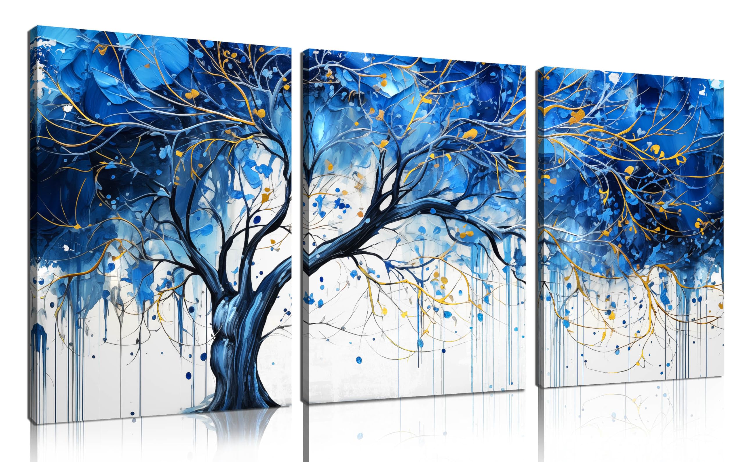 Amazon.com: CIRABKY Blue Tree Pictures Wall Decor for Living Room ...