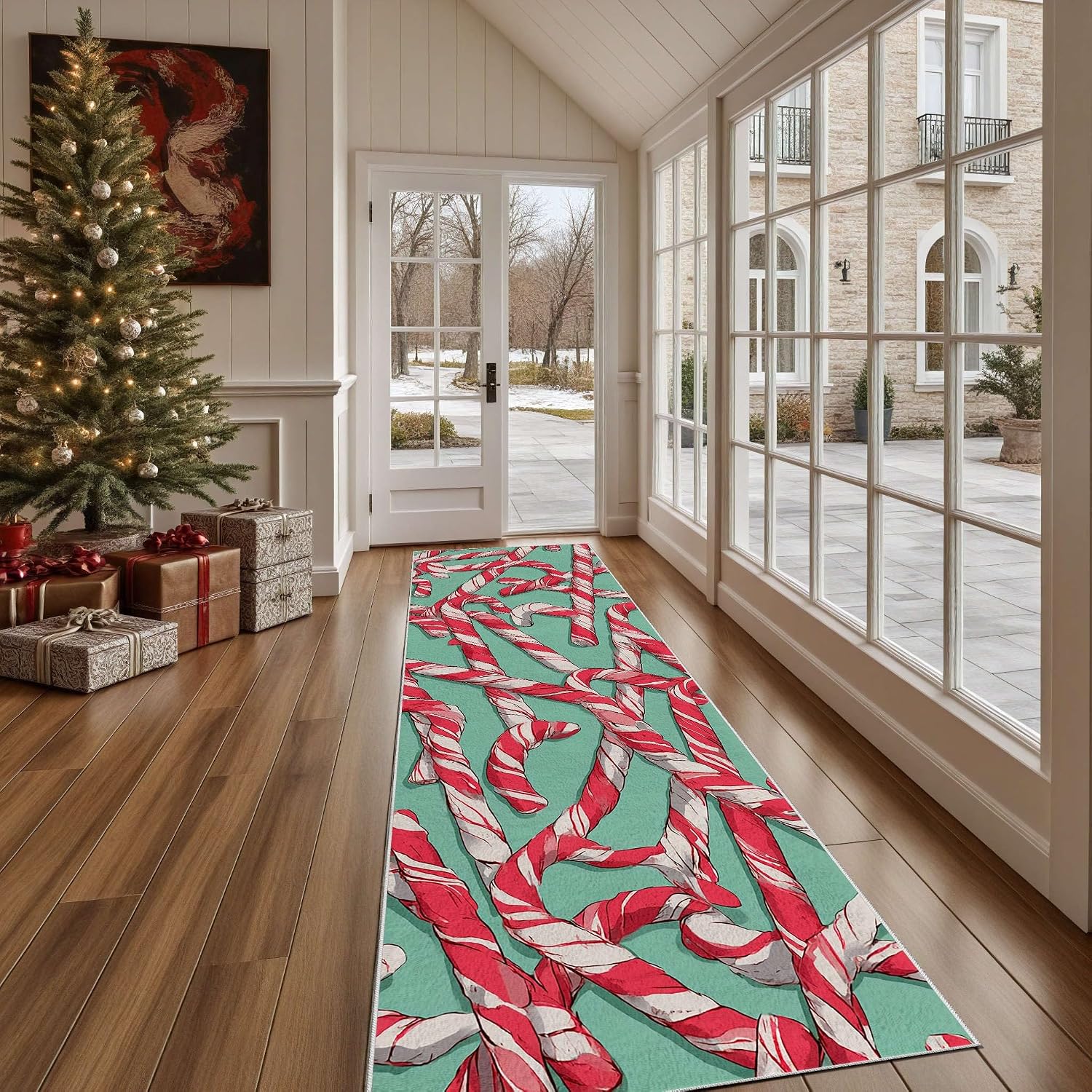 Amazon.de: Dppyuxa Teppich Läufer Flur Weihnachten Zuckerstange Lang ...