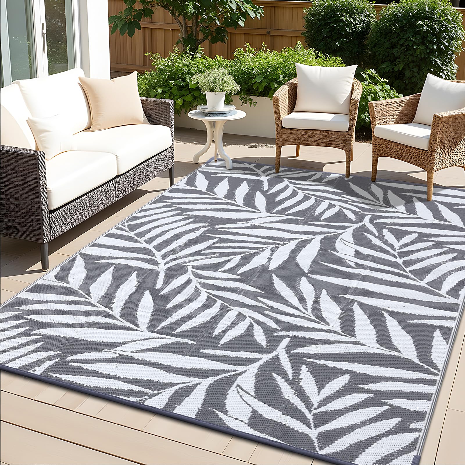 Amazon.com: OLANLY Waterproof Outdoor Rug 6x9 ft, Reversible Patio Rug ...