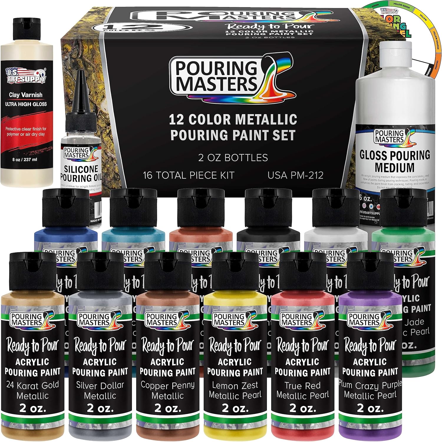 Amazon.com: U.S. Art Supply Pouring Masters 12 Color Metallic Acrylic ...