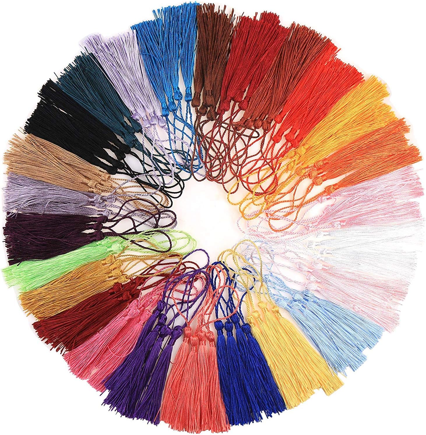Amazon.com: 150 Pieces 13CM Bookmark Tassels Silky Craft Tassels for ...