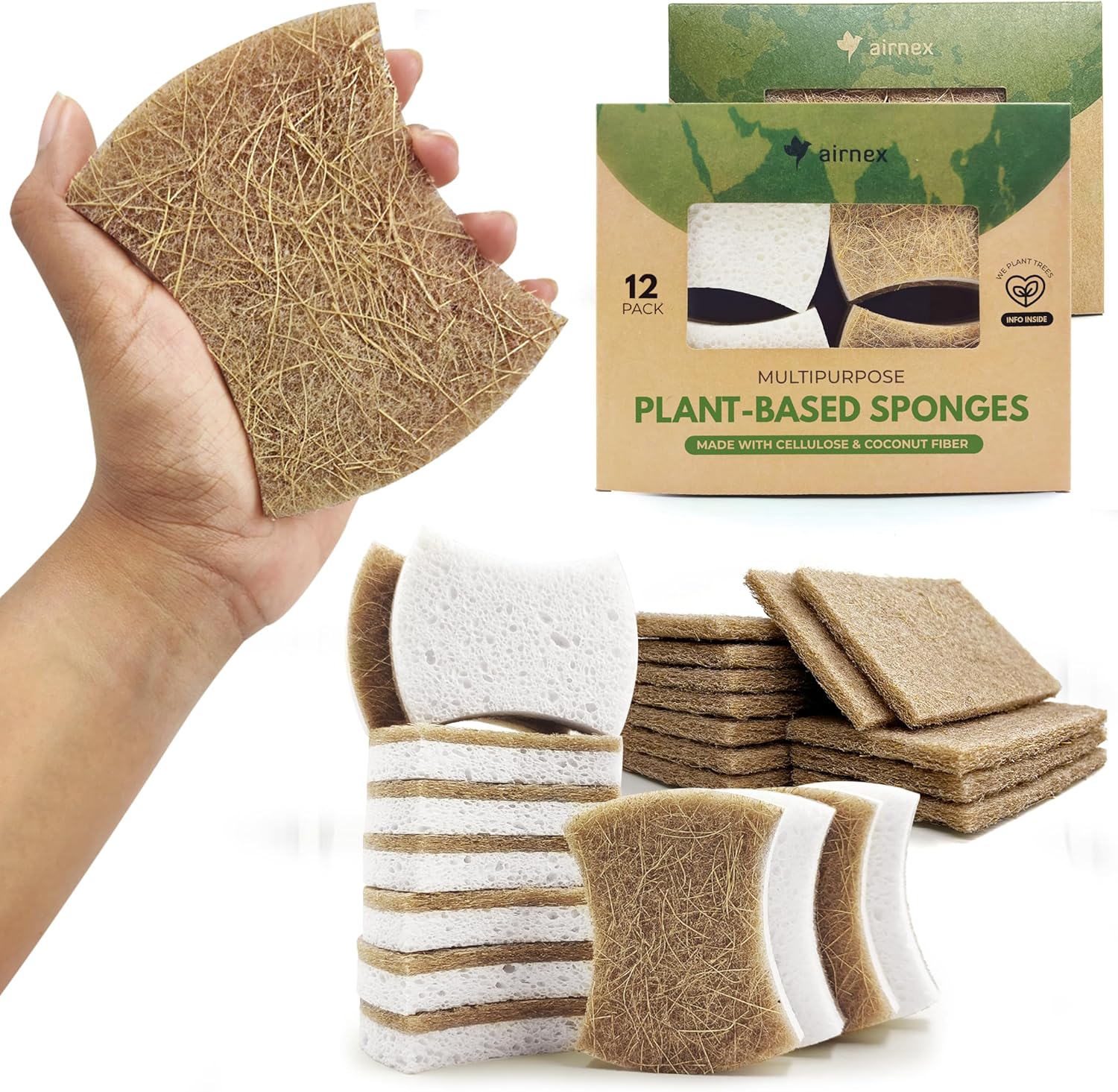 Amazon.com: AIRNEX Pack of 12 Handy Shape Non-Scratch Eco Dishwashing ...