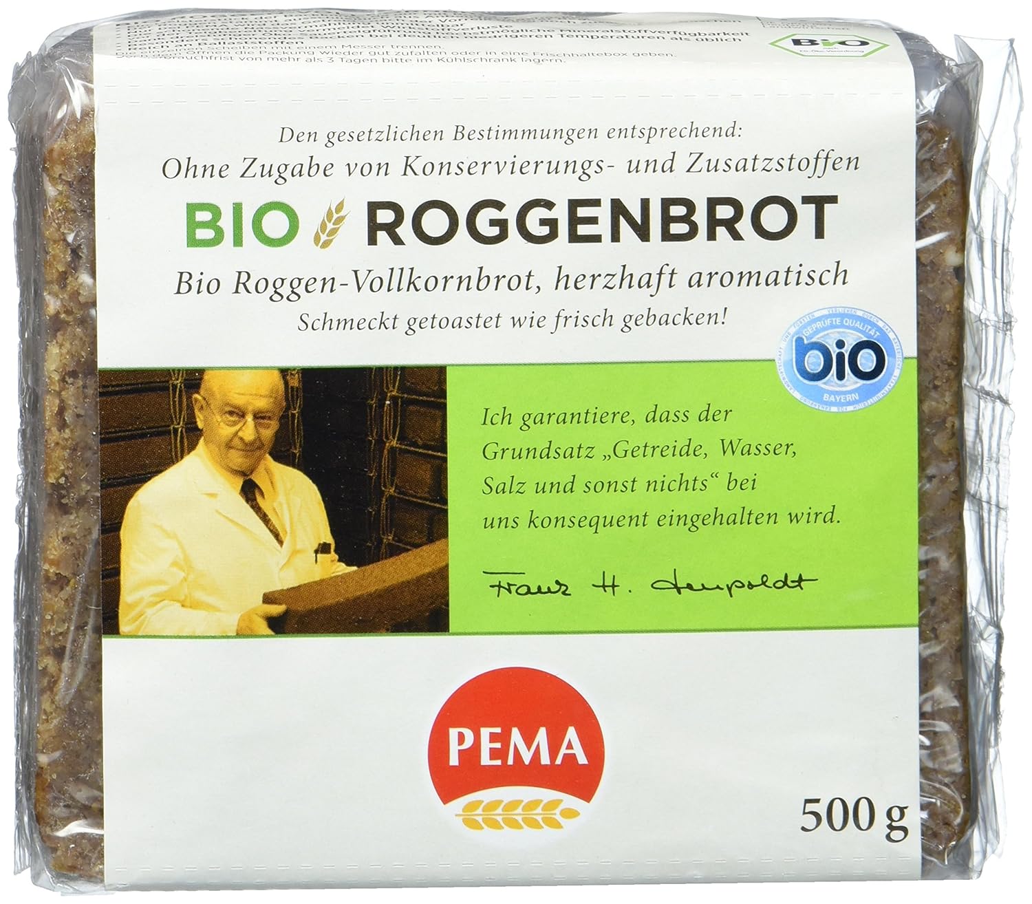 PEMA Bio Roggenbrot mit 100 % Roggen aus ökologischem Anbau, herzhaft ...