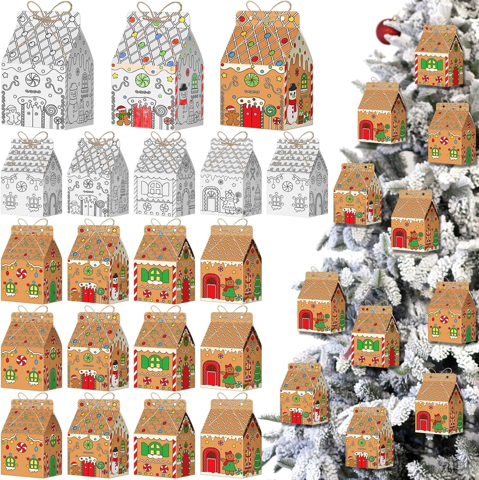 Amazon.com: 24Pcs Christmas Gingerbread House Coloring Craft Kits ...