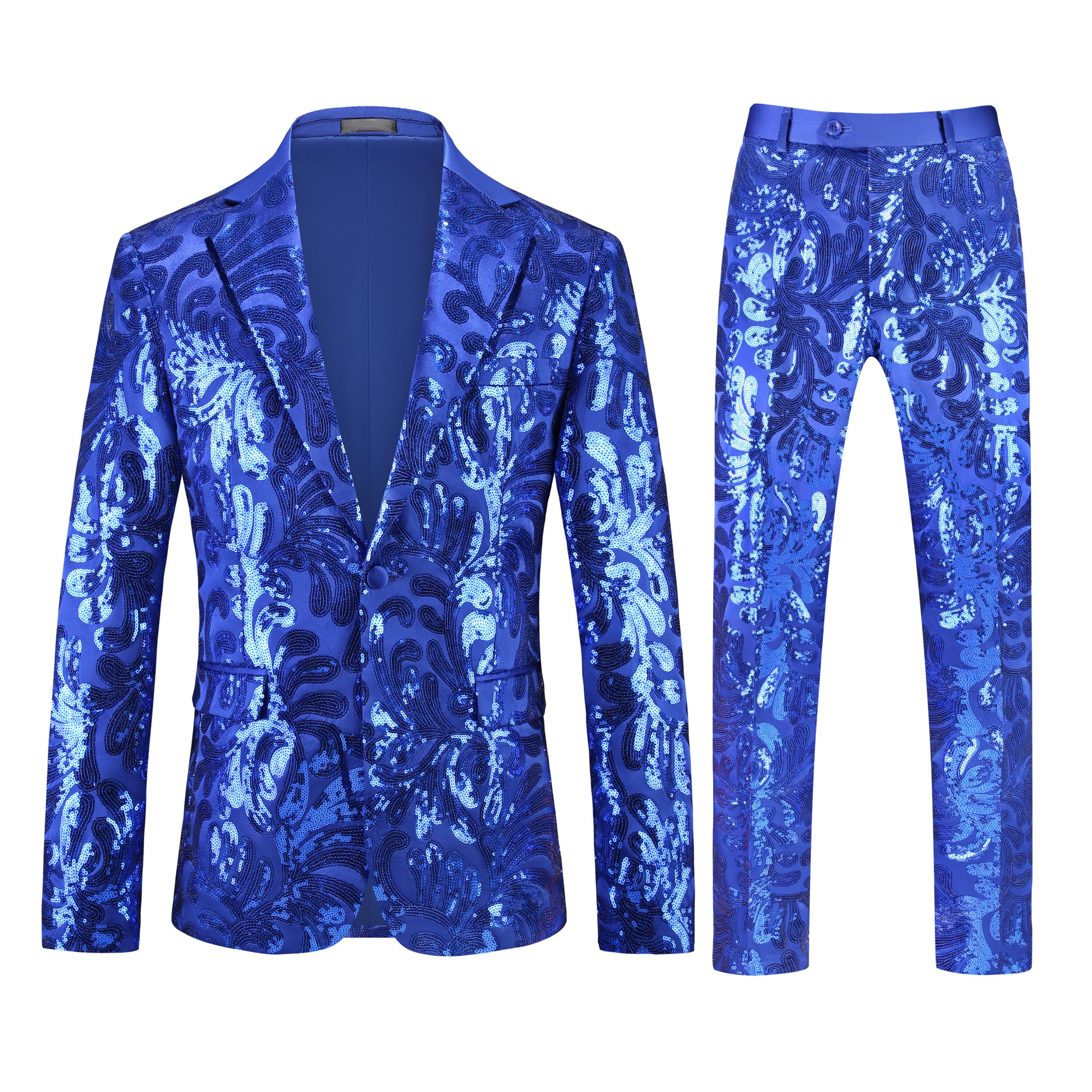 Snapklik.com : Dbutiy Mens Sequin Suit Set Slim Fit Wedding Suit 2 Piece