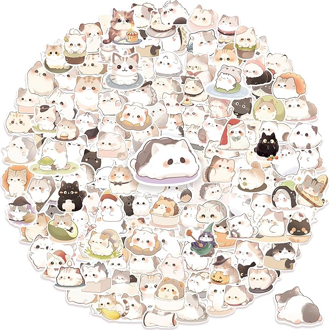 Amazon.com: 300 Pcs Cute Cat Stickers for Water Bottles,SLAPAFLIFE Cute ...
