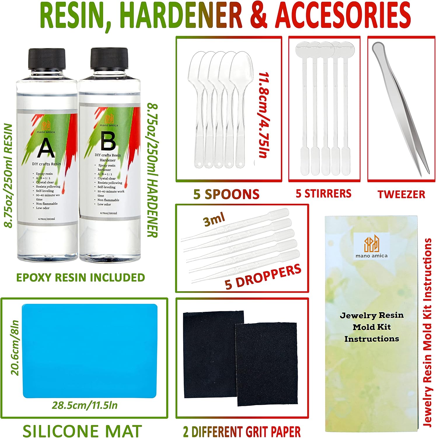 Mano Amica Epoxy Resin Kit for Beginners, Epoxy Resin Starter Kit ...