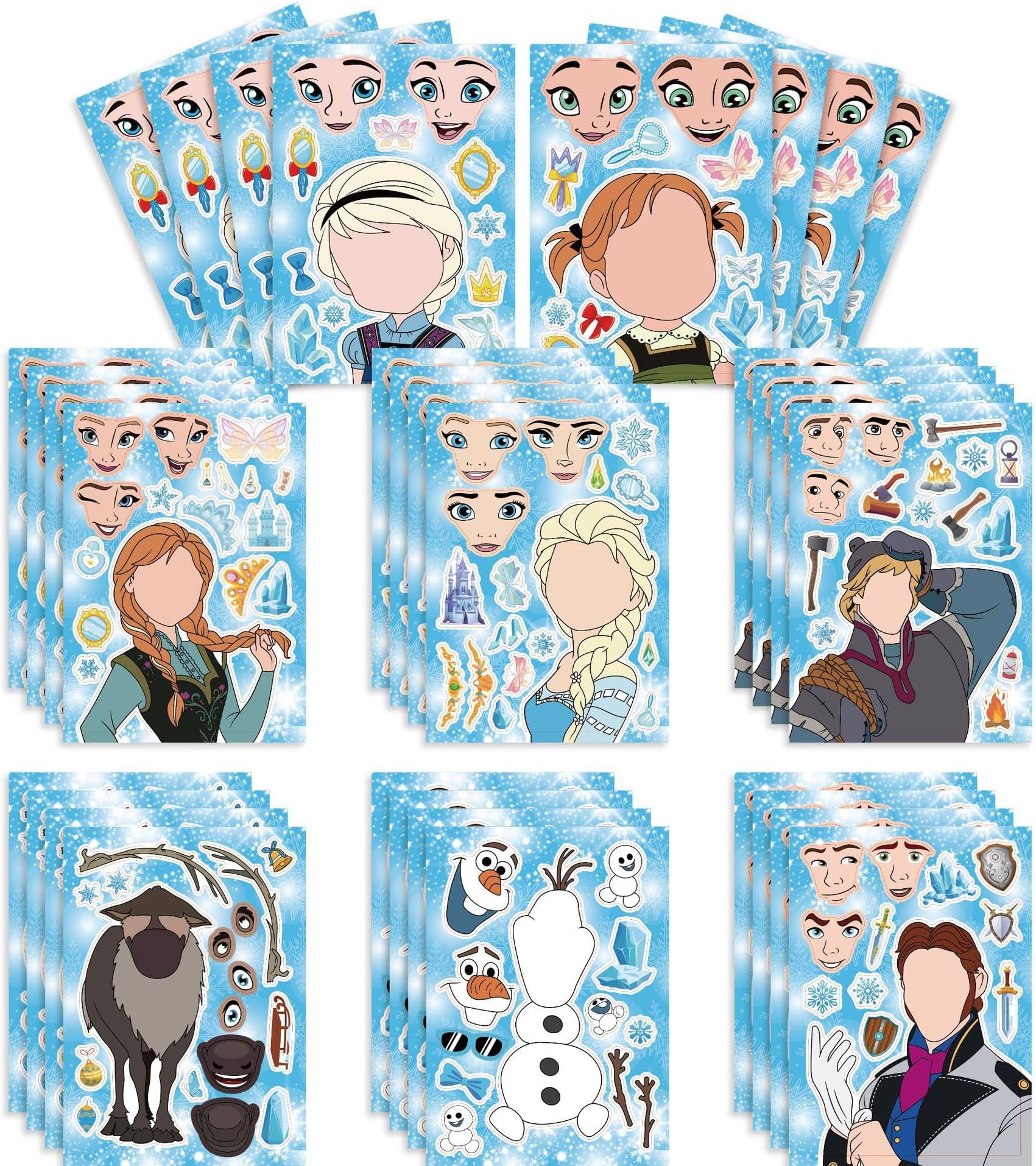 Amazon.com: 36Pcs Make Your Own Frozen Toys Stickers Sheet,Frozen ...