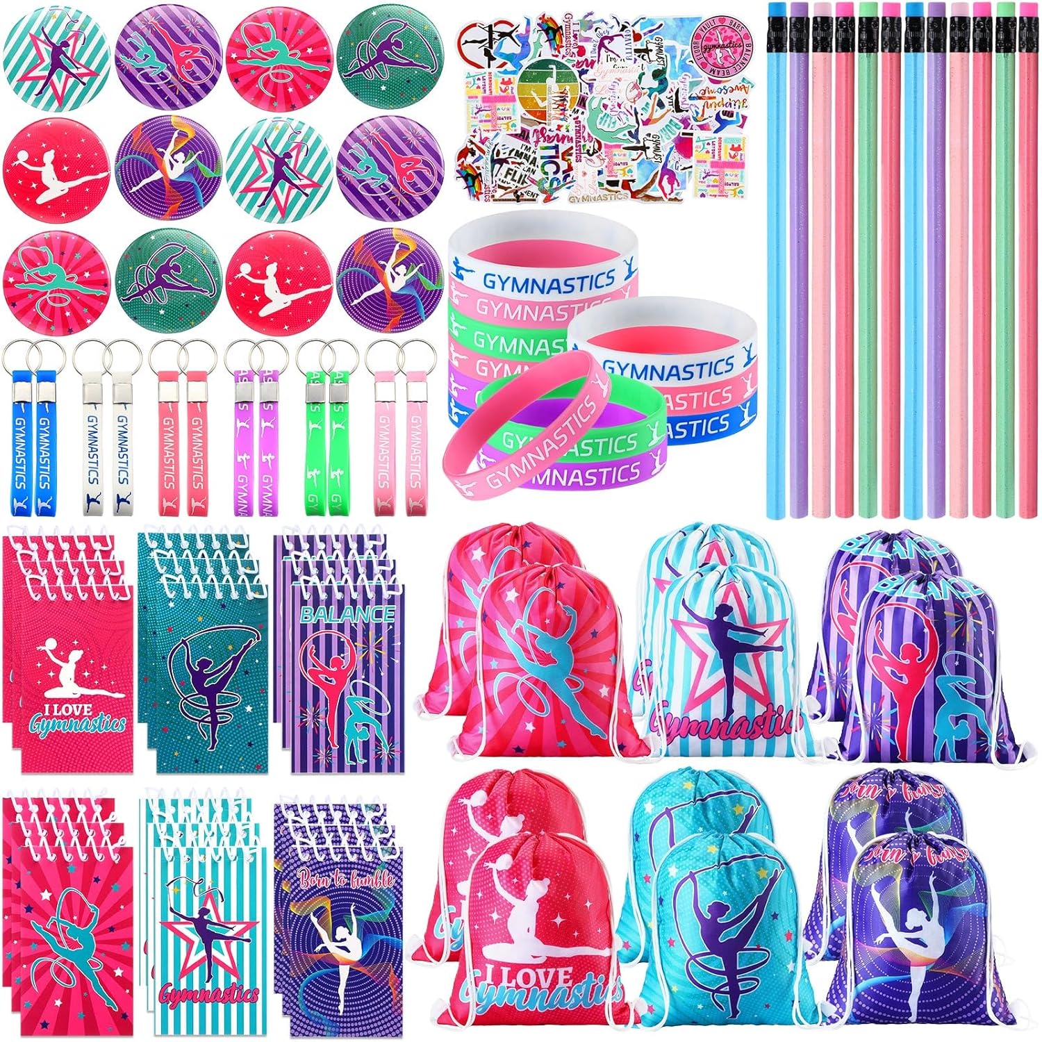 Amazon.com: Lenwen 128 Pcs Gymnastics Party Favors for Girls Gymnastics ...
