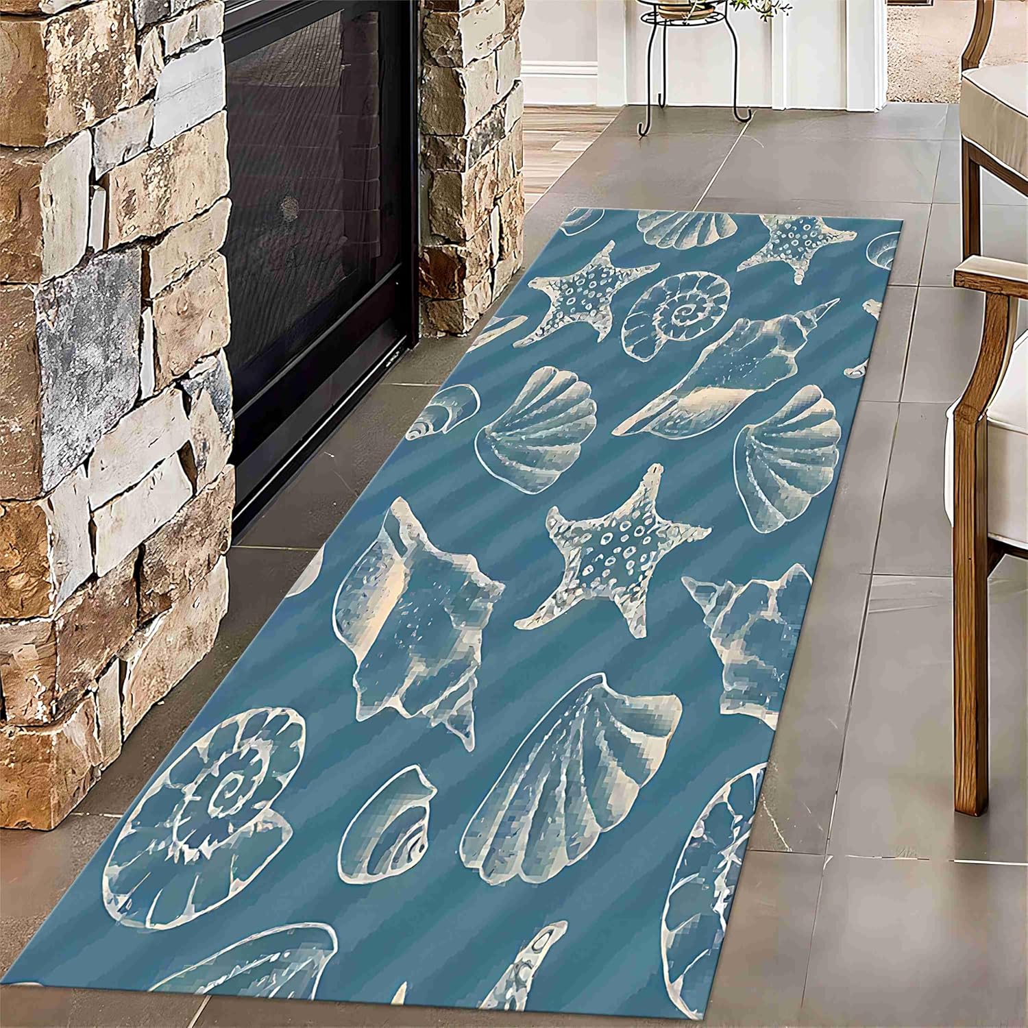 Amazon.com: LHOMKCV Coastal Nautical Runner Rug, 2x7ft, Shell Starfish ...