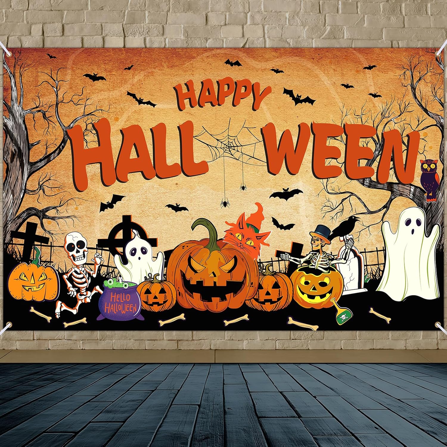 Amazon.com: Vintage Halloween Decorations Banner Happy Halloween ...