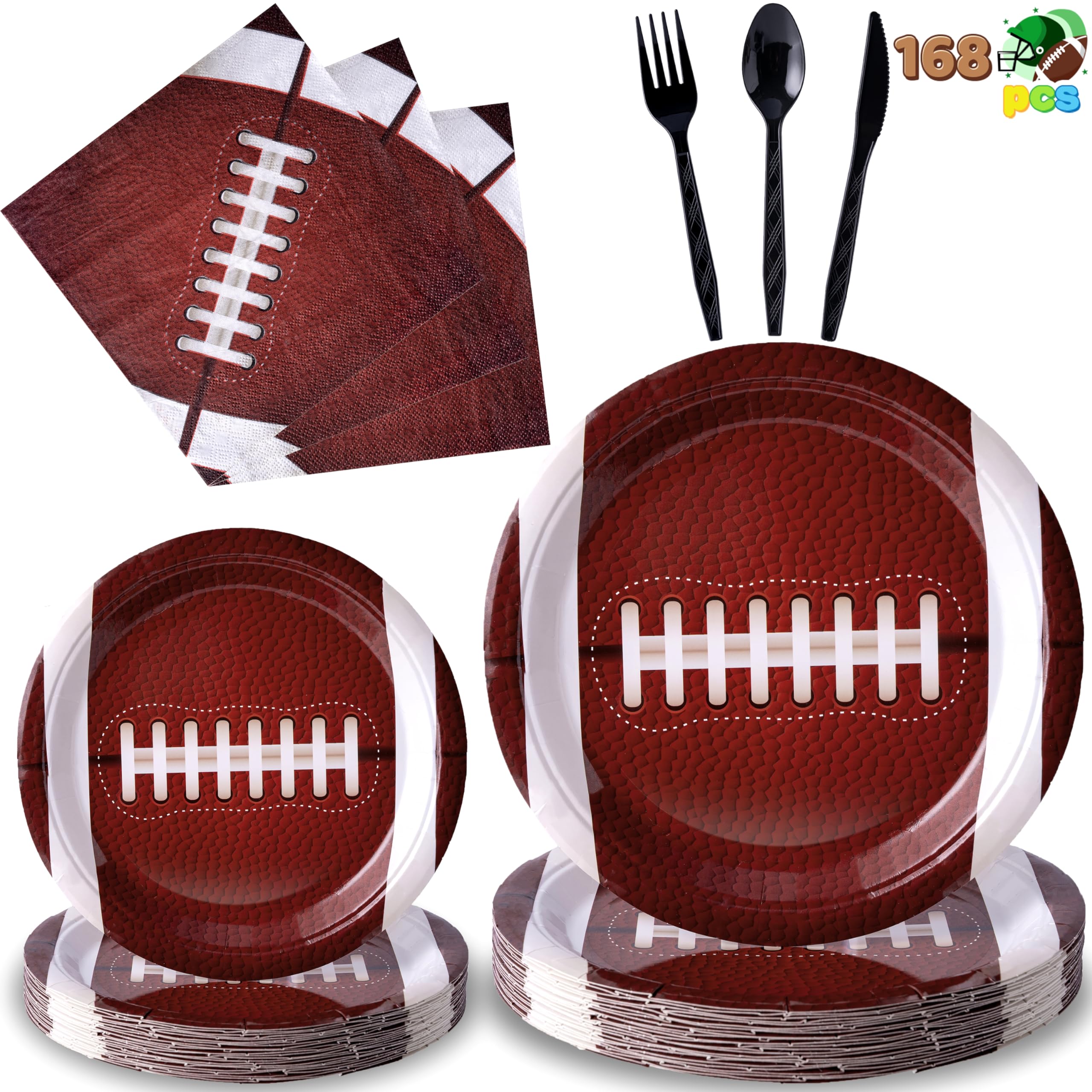 Amazon.com: JOYIN 168 PCS Football Party Supplies Tableware Set, 24pcs ...