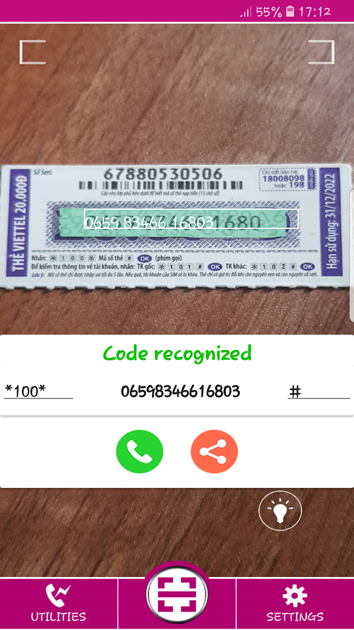 Scan Refill Card - Recharge your phone via camera - App on Amazon Appstore