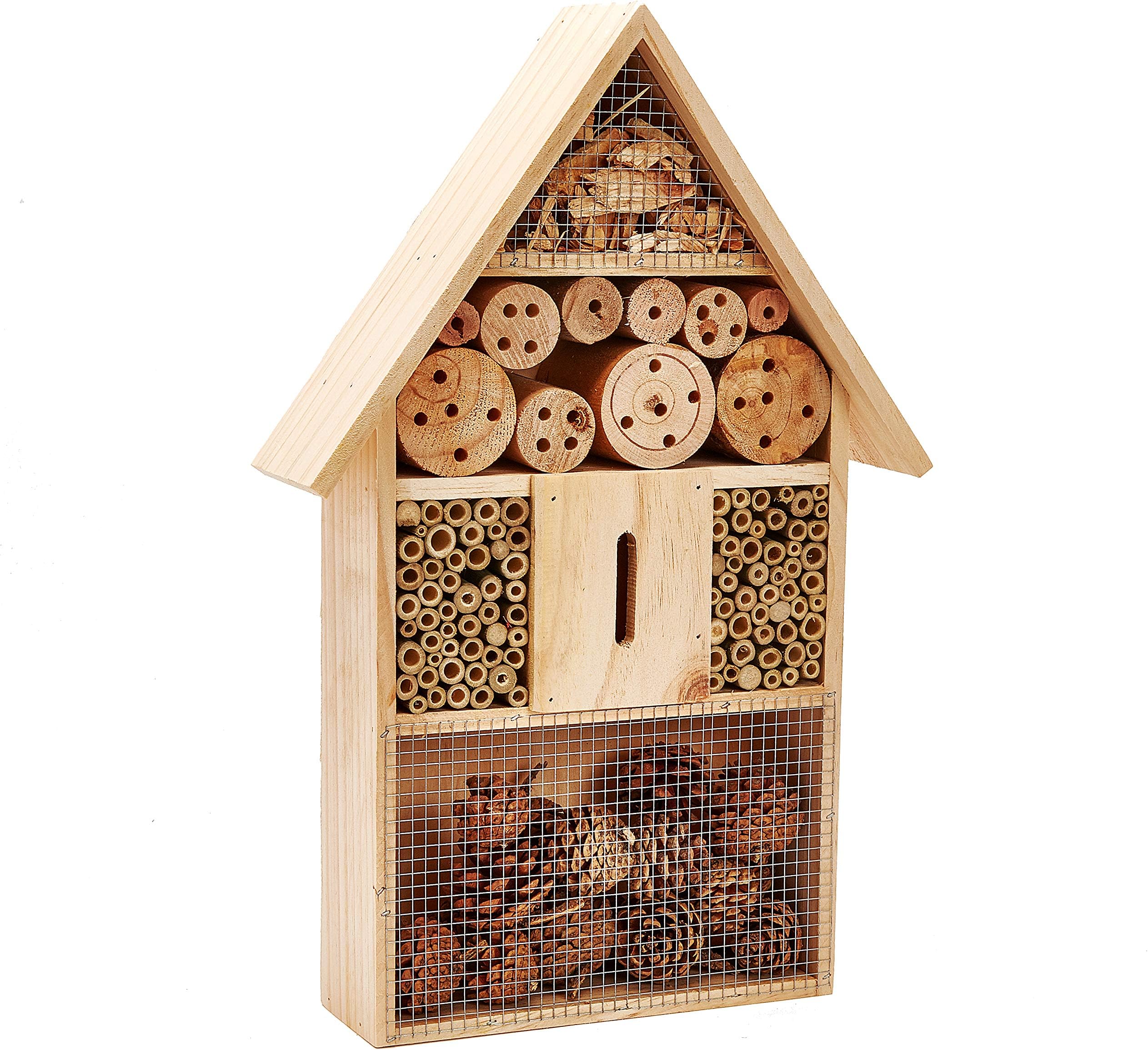 Wooden Insect Hotel Bee Butterfly Ladybird Box Aid Large Wood House ...