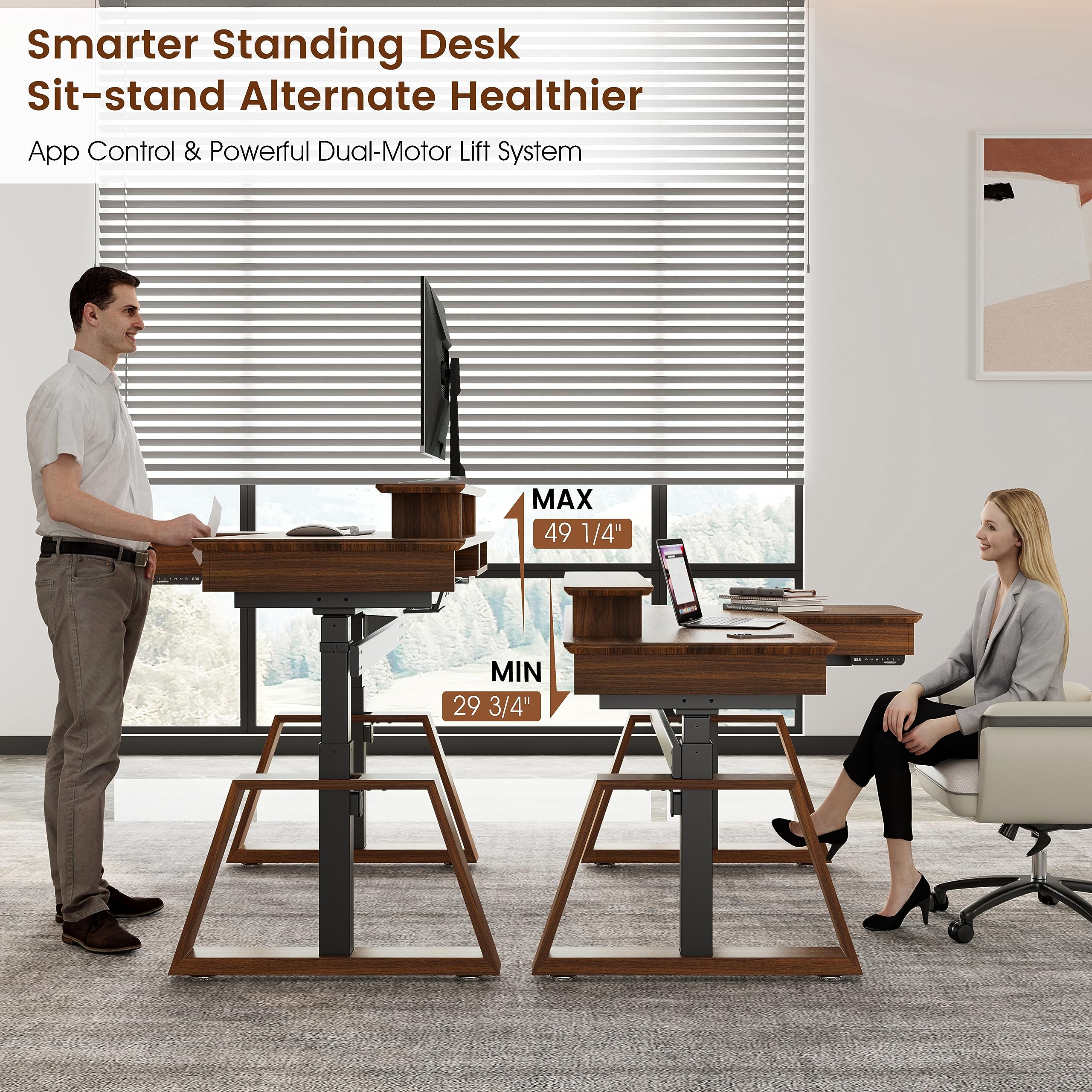 EUREKA ERGONOMIC Electric Standing Desk with Dual Drawers,63 Inches ...