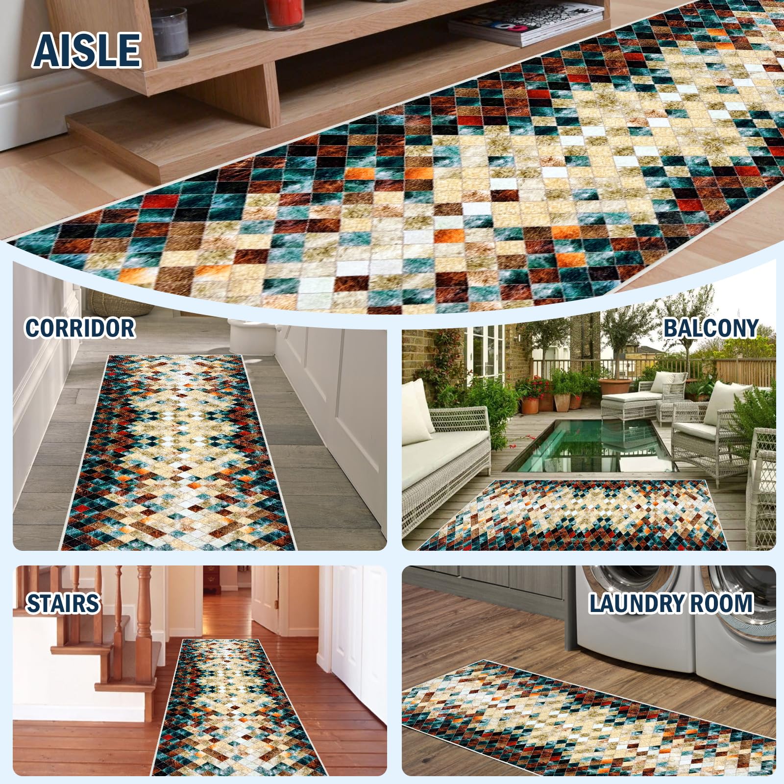 Machine Washable Runner Rugs 2' x 6', Non Slip Non Shedding Carpet Area ...