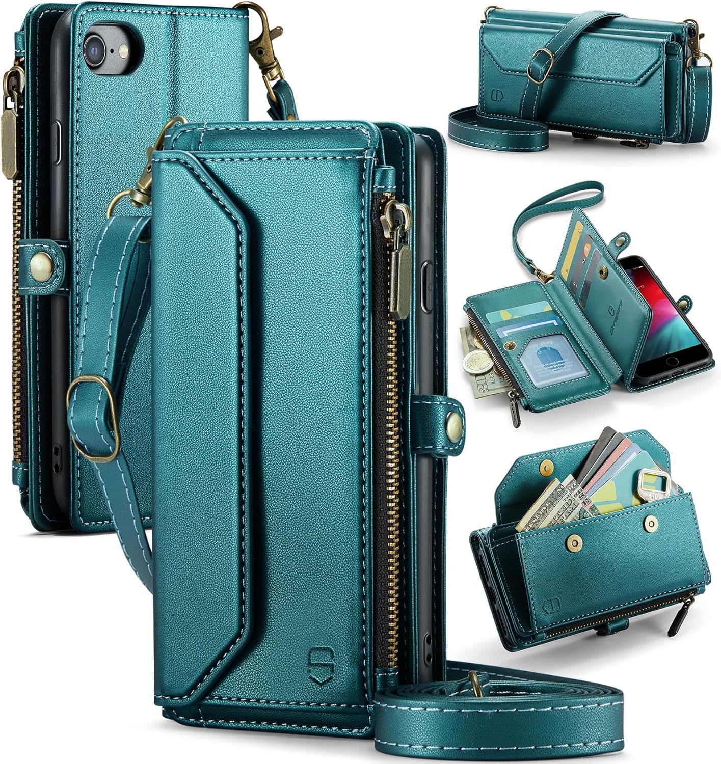 Amazon.com: Strapurs Crossbody Wallet Case Compatible with iPhone SE/7/ ...