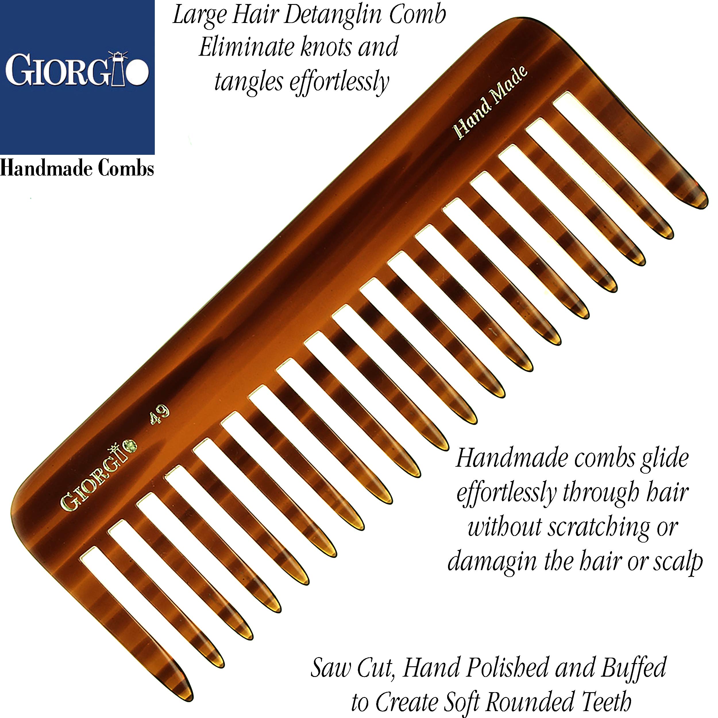 Giorgio G49 Large 5.75 Inch Hair Detangling Comb, Wide Teeth for Thick ...
