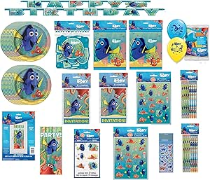 Amazon.com: Finding Dory Nemo Birthday Party Bundle includes 16 Plates ...