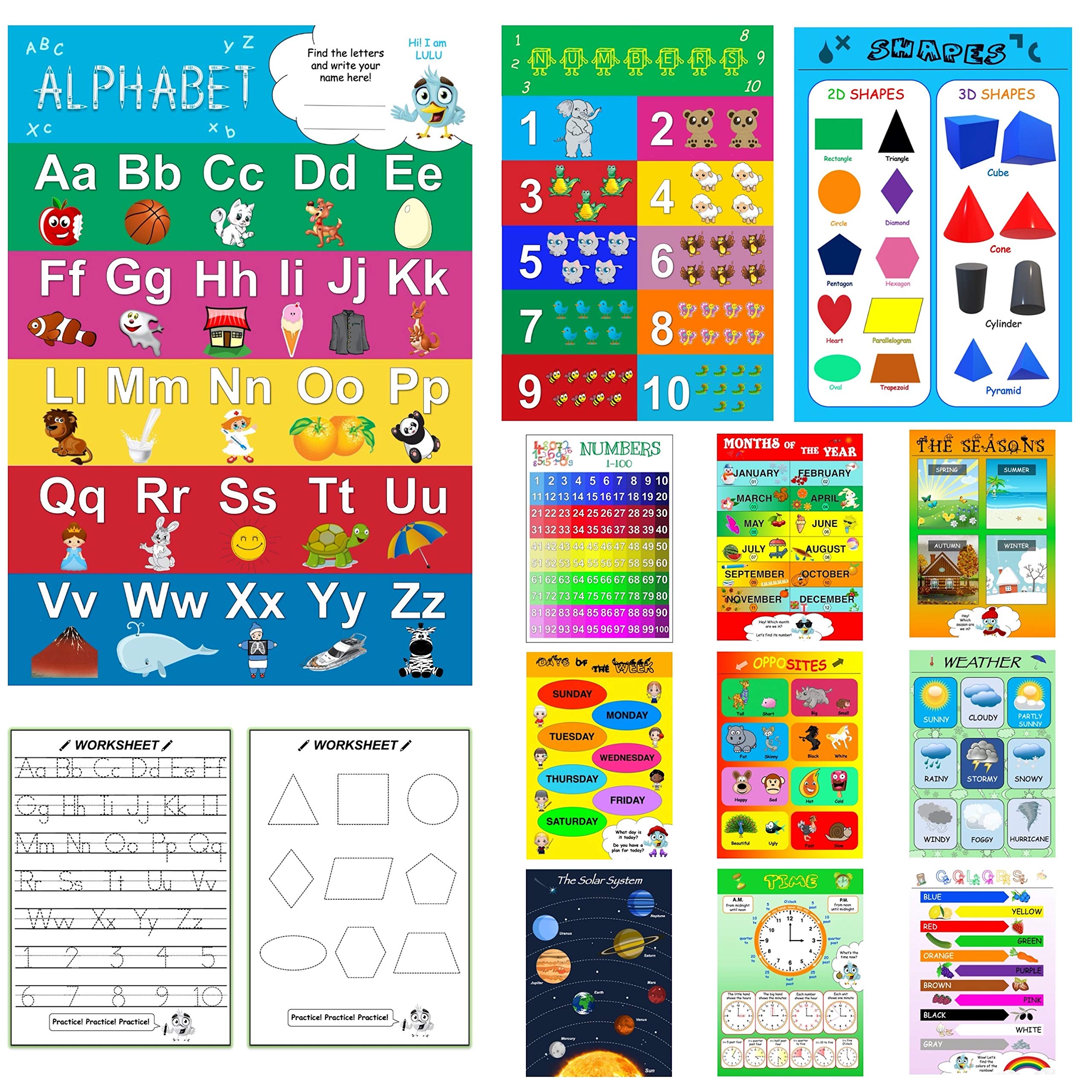 Buy Preschool Learning Educational Wall Posters With Worksheets For buy-preschool-learning-educational-wall-posters-with-worksheets-for