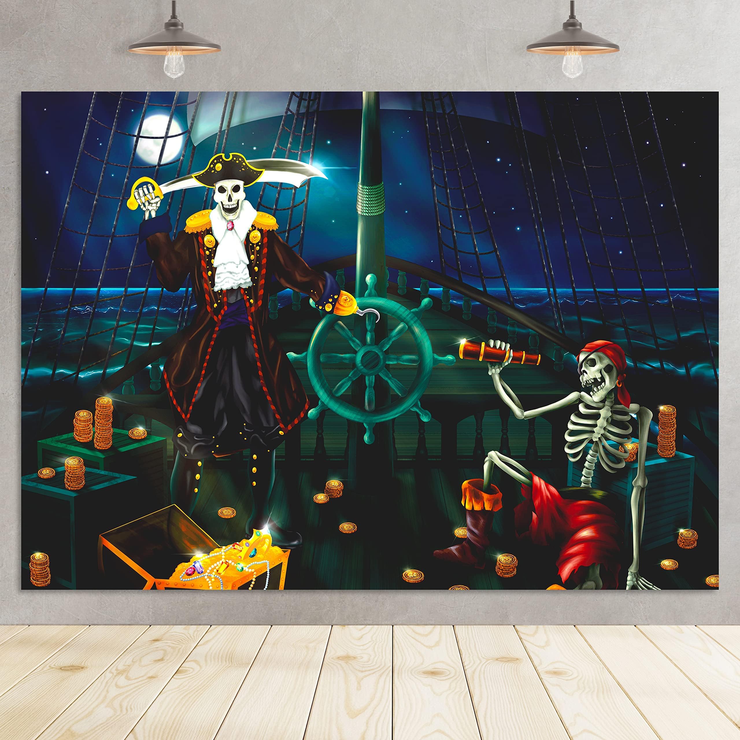 Amazon.com : Avezano Pirate Theme Backdrop Retro Treasure Map Boys ...