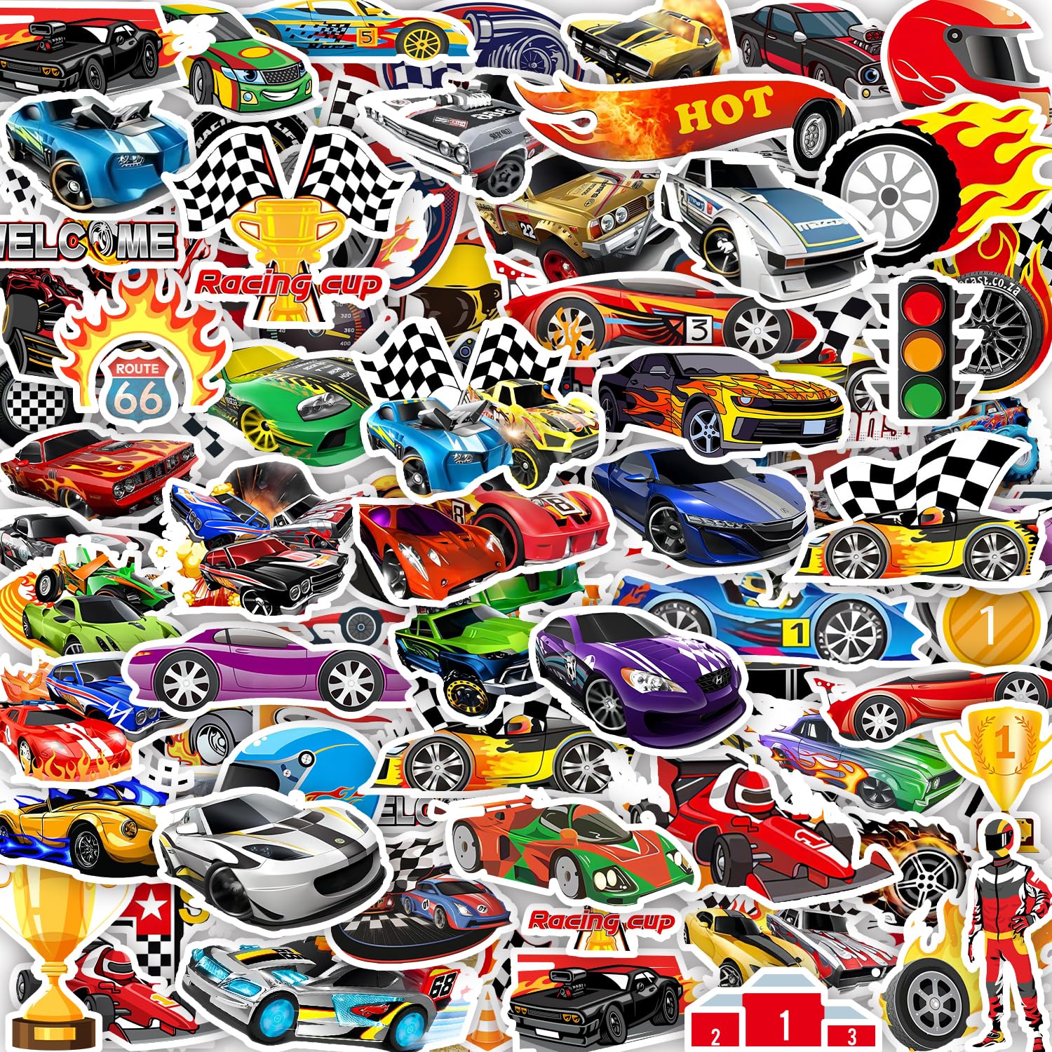 Amazon.com: 105PCS Race Car Stickers, Race Car Party Favors Supplies ...