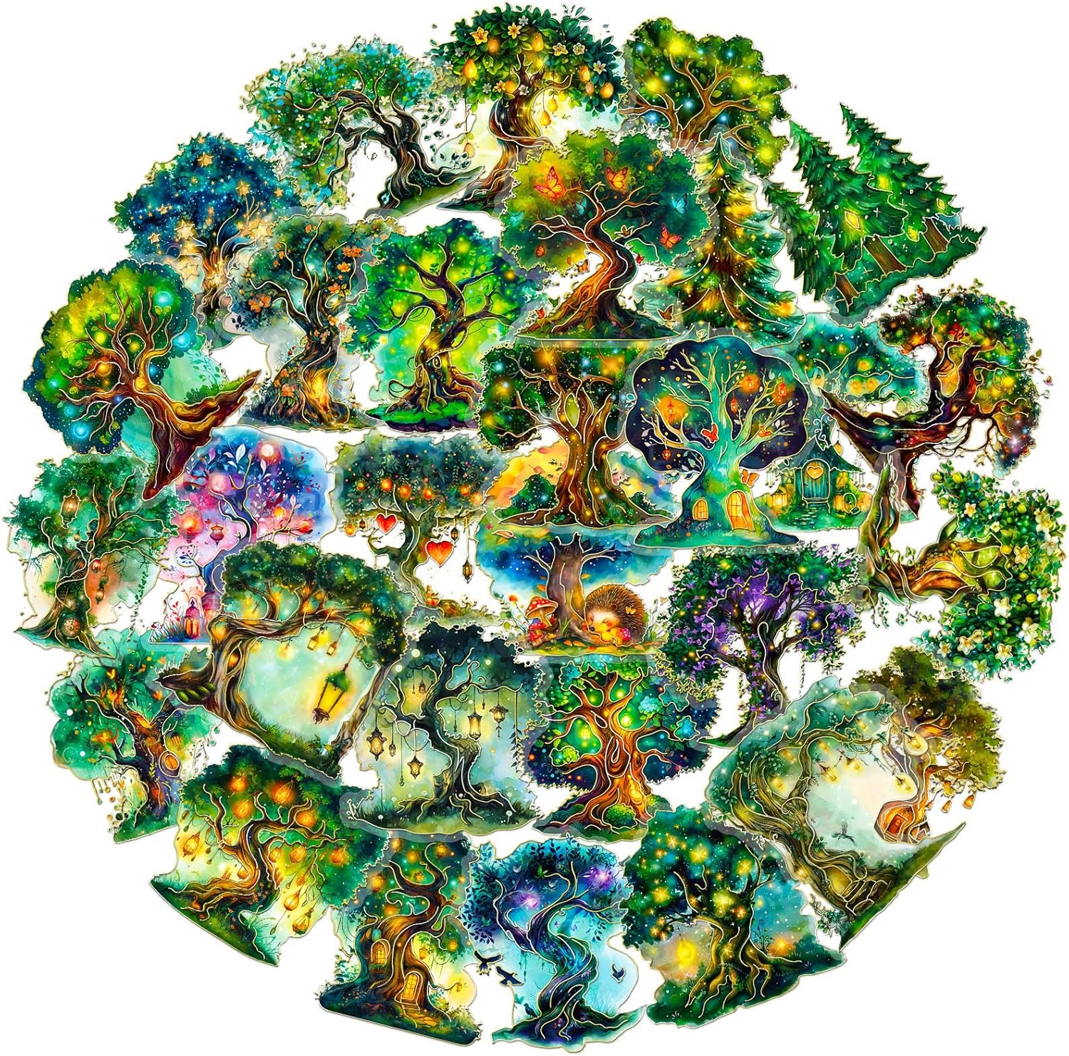 Amazon.com: 30-Piece Holographic Foil Green Magic Tree Scrapbook ...