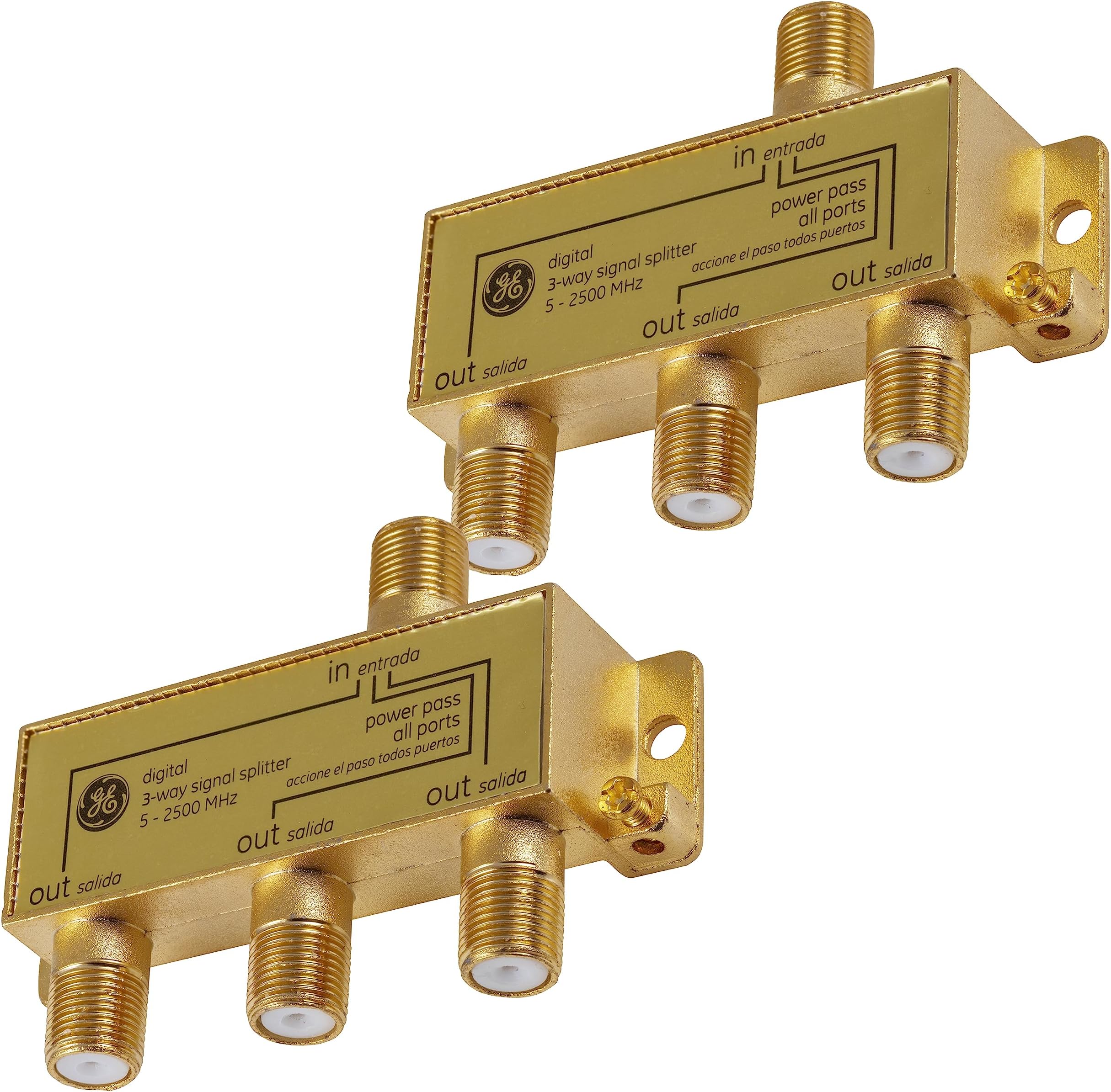 Amazon.com: GE Digital 3-Way Coaxial Cable Splitter, 2.5 GHz 5-2500 MHz ...
