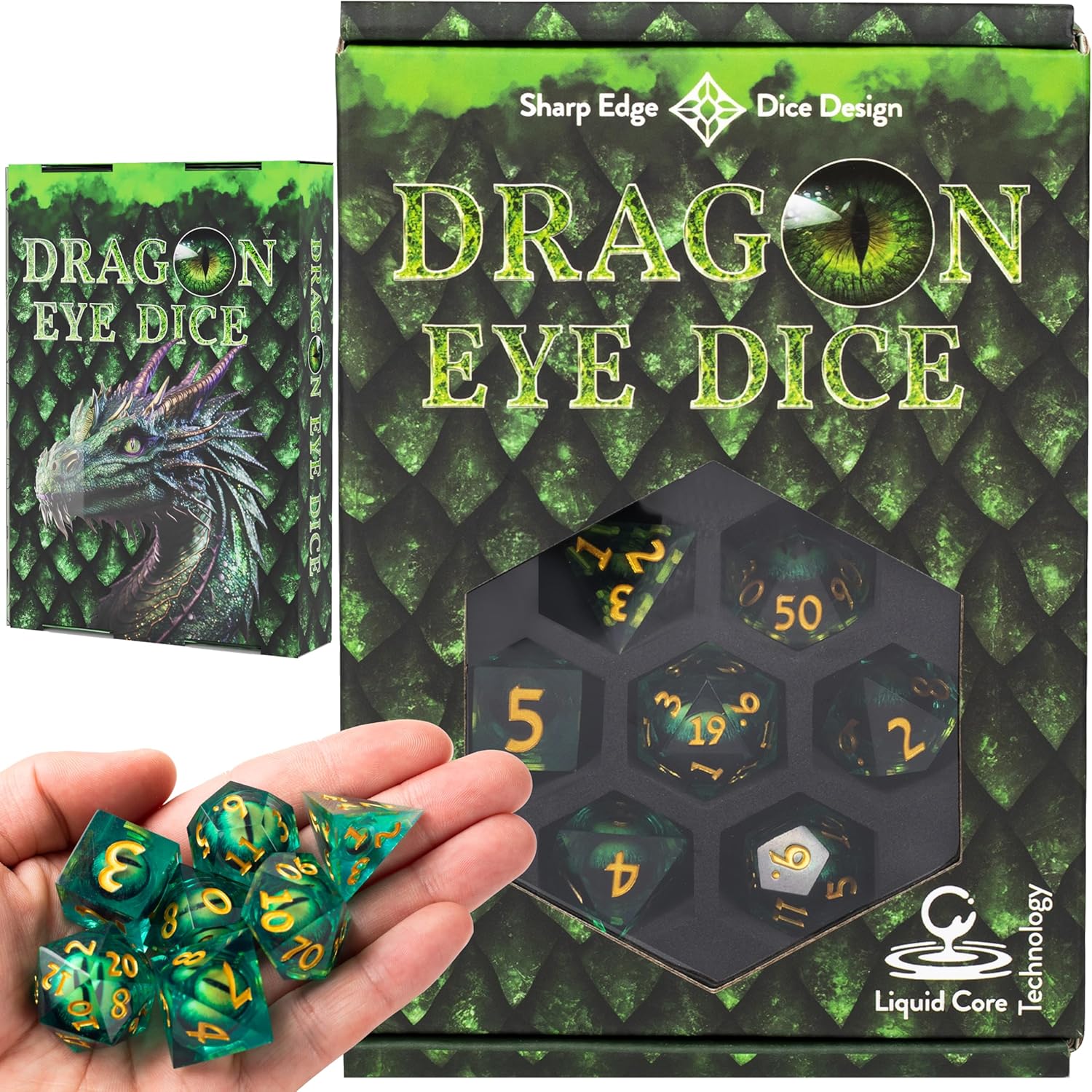 Amazon.com: Dragon Eye Dice Set: Liquid Core Dice Set for Dungeons and ...