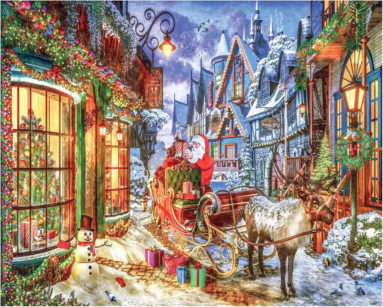 Amazon.com: White Mountain 1000 Piece Jigsaw Puzzle Winter Christmas ...