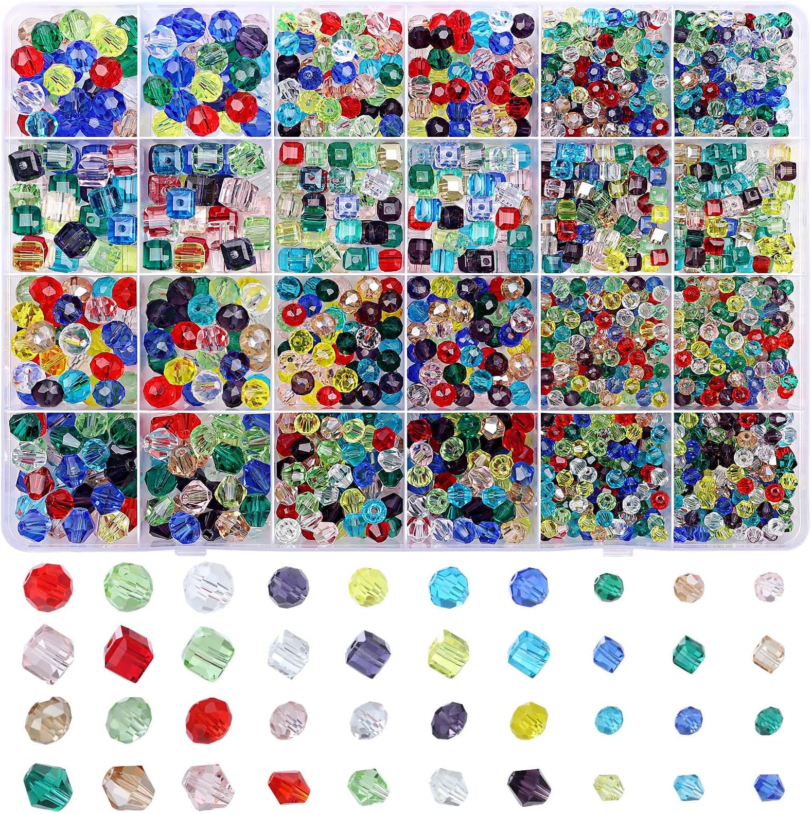 Amazon.com: cridoz 1710 Pieces Crystal Glass Beads for Jewelry Making ...