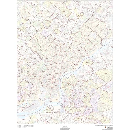 Amazon.com: Working Maps Zip Code Wall Map of Philadelphia, PA Zip Code ...