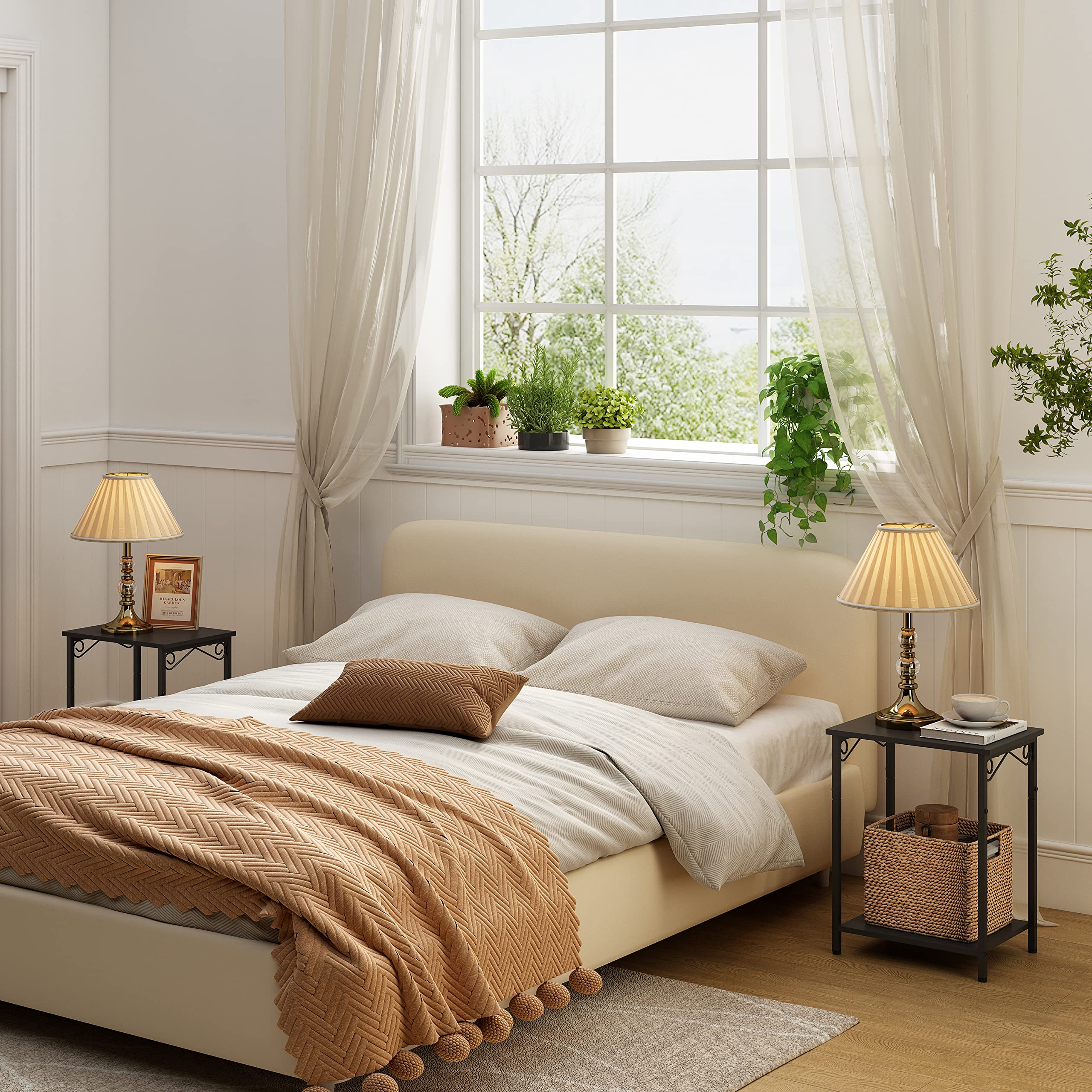 Snapklik.com : Hoctieon 2 Tier End Table, Small Night Table, Narrow ...
