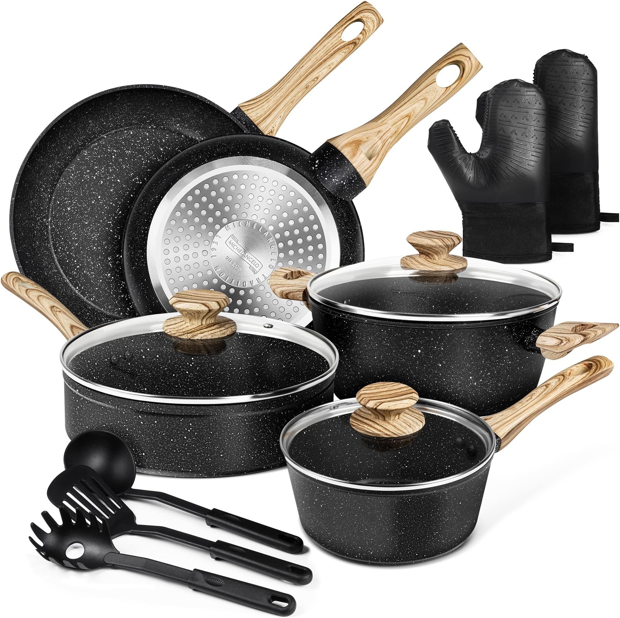 Amazon.com: MICHELANGELO Granite Pots and Pans Set Nonstick, 13 Piece ...