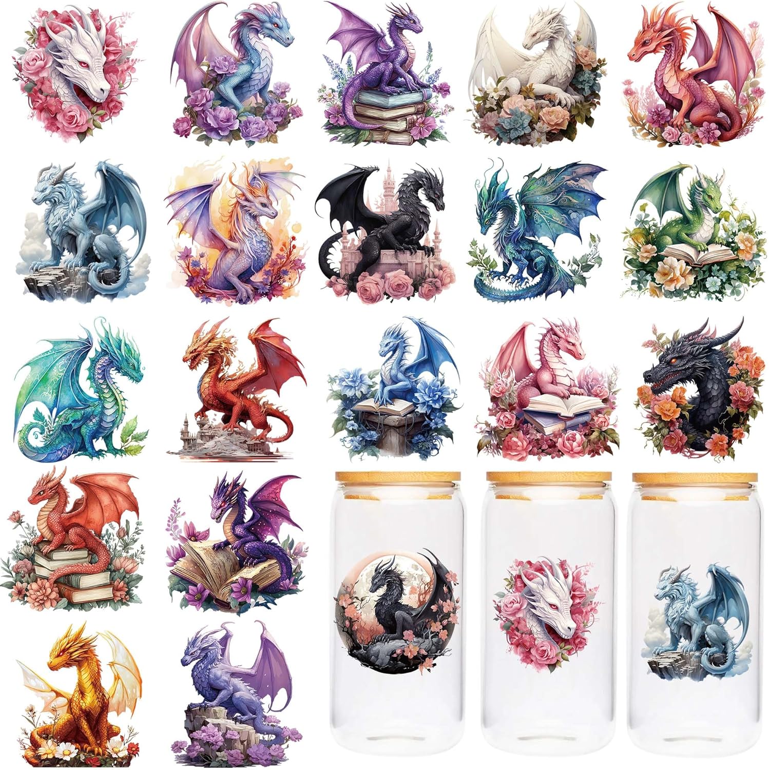 Amazon.com: Dragon UV DTF Cup Wraps - 20 Sheet Animal UV DTF Transfer ...