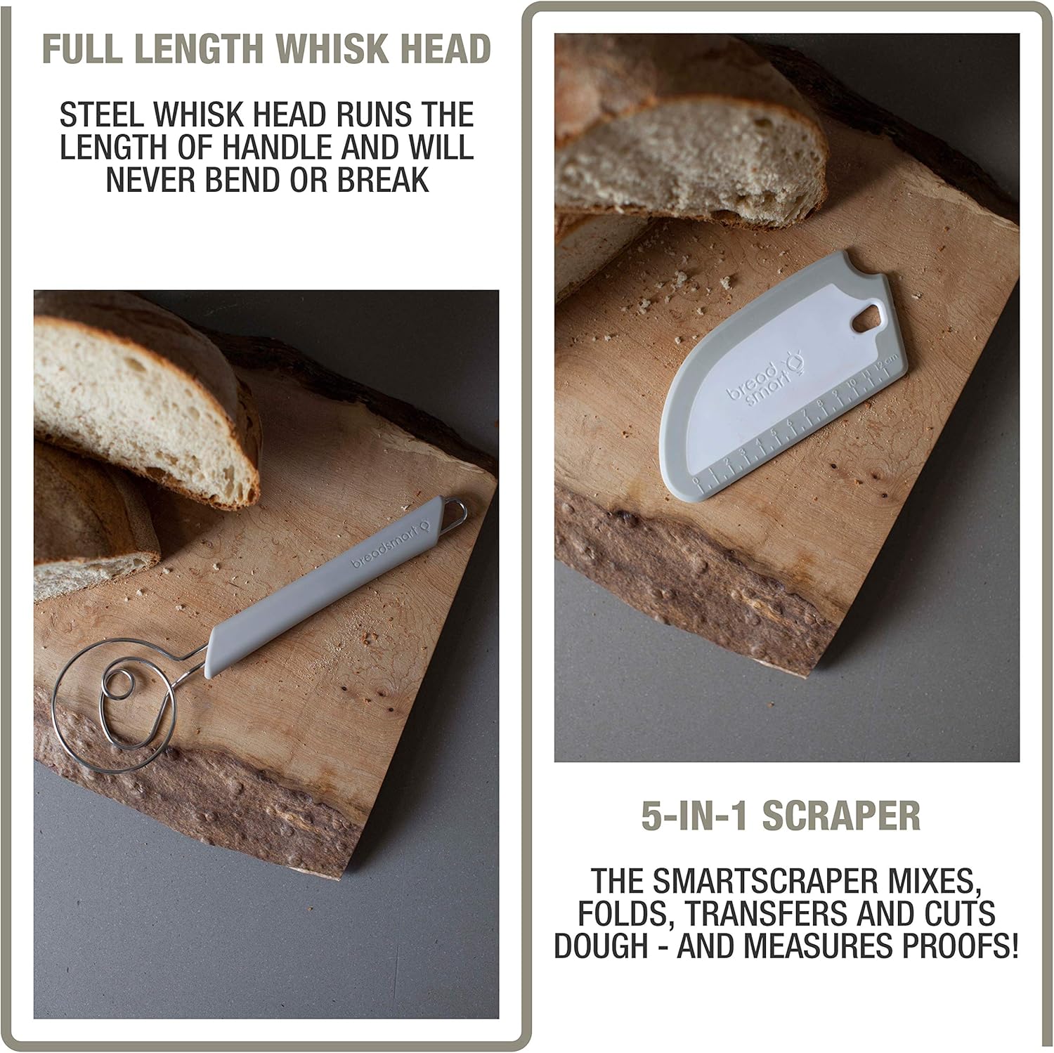 Artisan Bread Whisk and Bench Scraper Duo – Essential Dough Mixer Tools ...