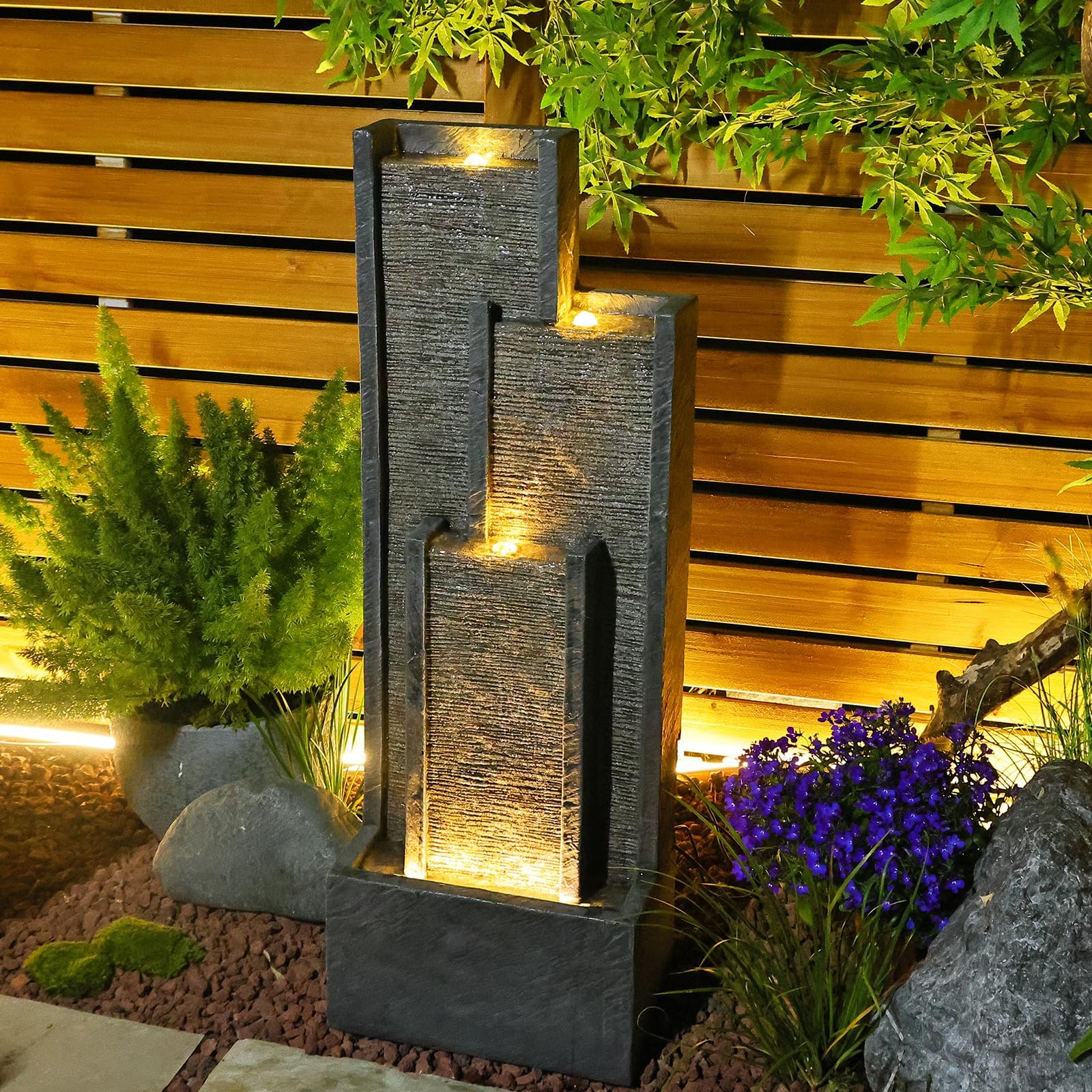 Amazon.com: Hi-Line Gift Ltd. Lighted Bird Bath Fountain Outdoor with ...