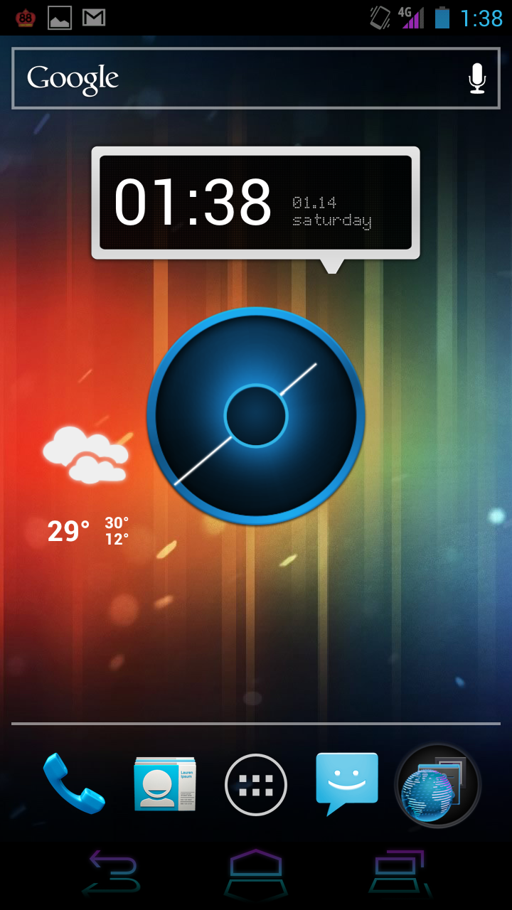Galaxy Nexus Analog Clock Widget ICS Android 4.0 Ice Cream Sandwich ...