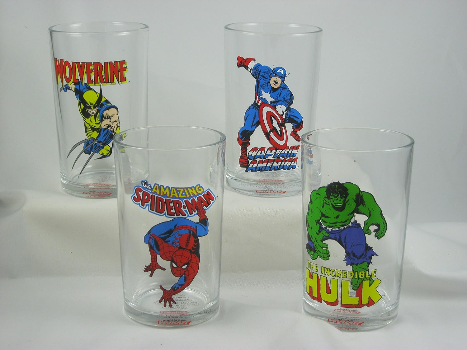 Amazon.com | Marvel Comics Set of 4 8 Ounce Glasses: Tumblers & Water ...