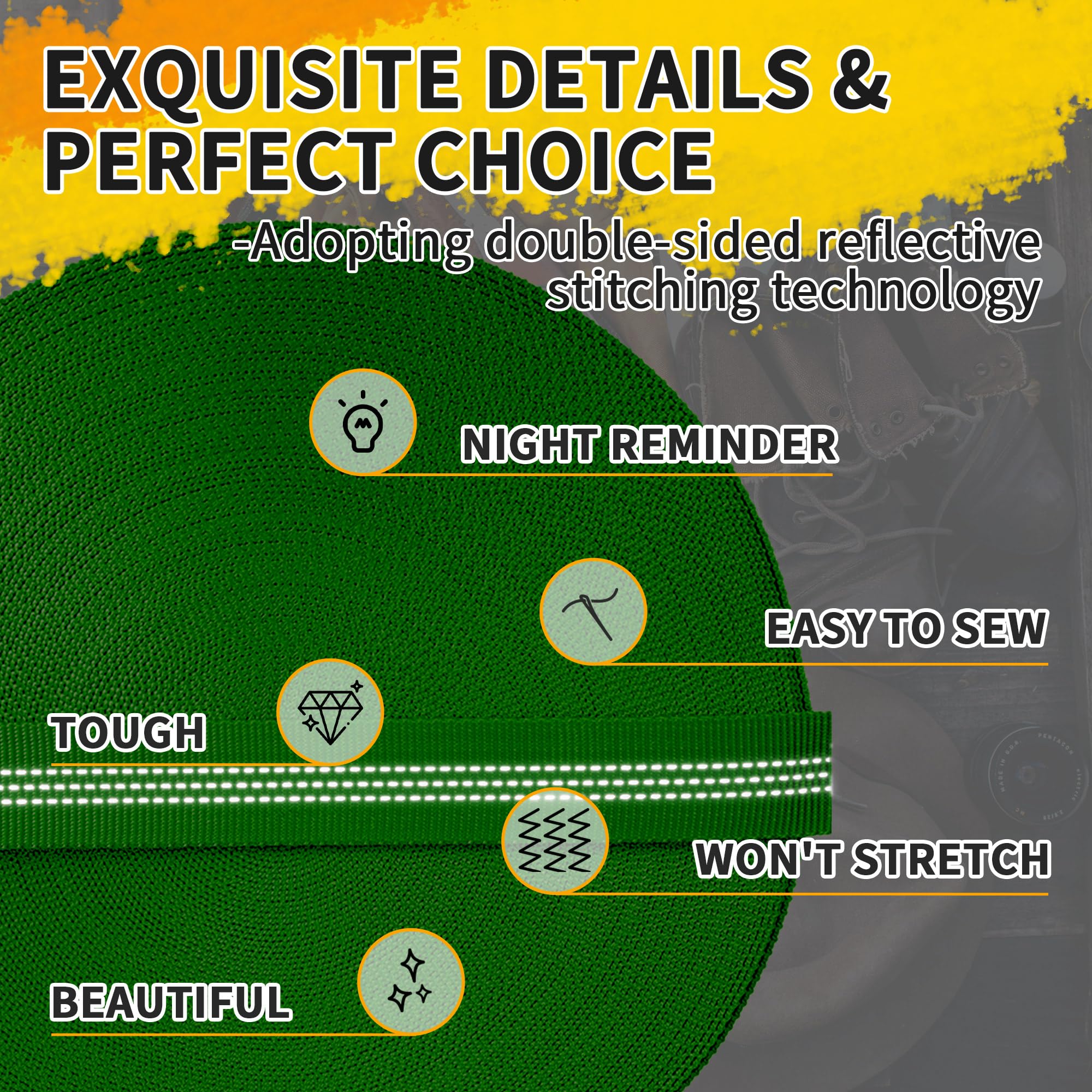 Snapklik.com : WEBSUKA Double-Sided Reflection Polyester Webbing Strap ...