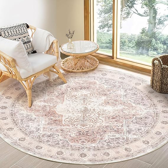 Amazon.com: BESTSWEETIE 6ft Round Rug Vintage for Living Room 6ft Round ...
