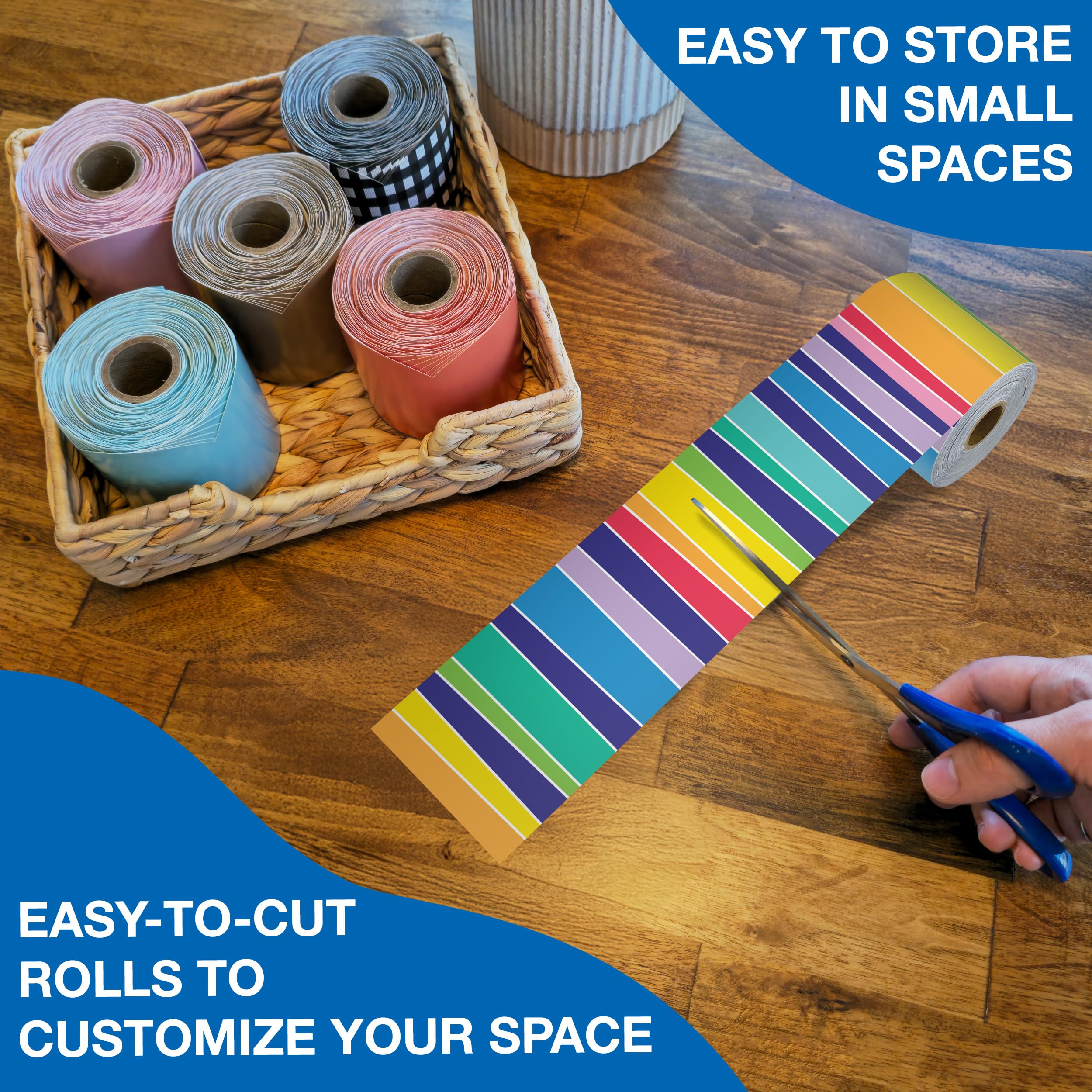 Snapklik.com : Carson Dellosa 65Ft Of Striped Rainbow Bulletin Board ...