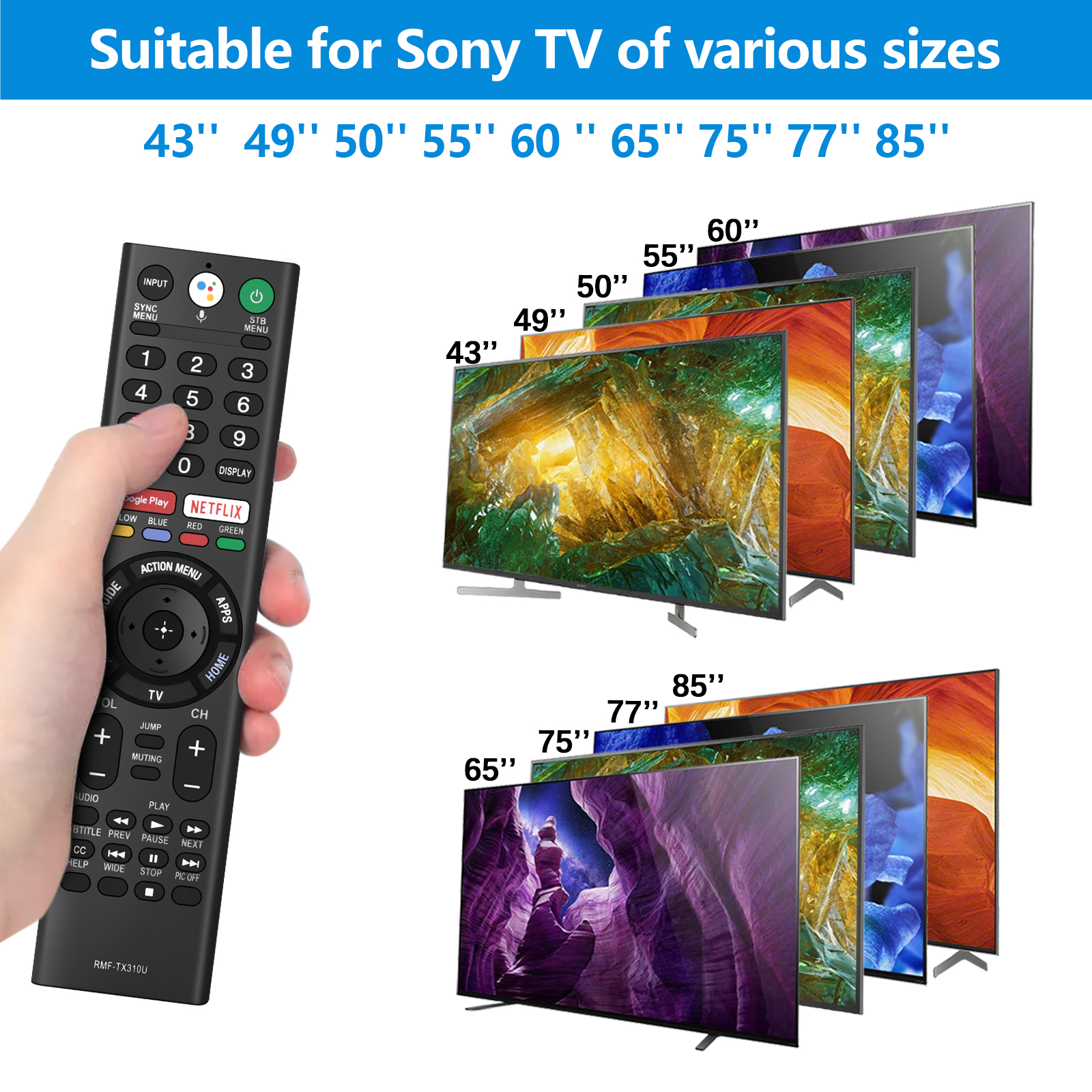 Watch RMF-TX310U Voice Replace Remote fit for Sony Smart Bravia TV on ...