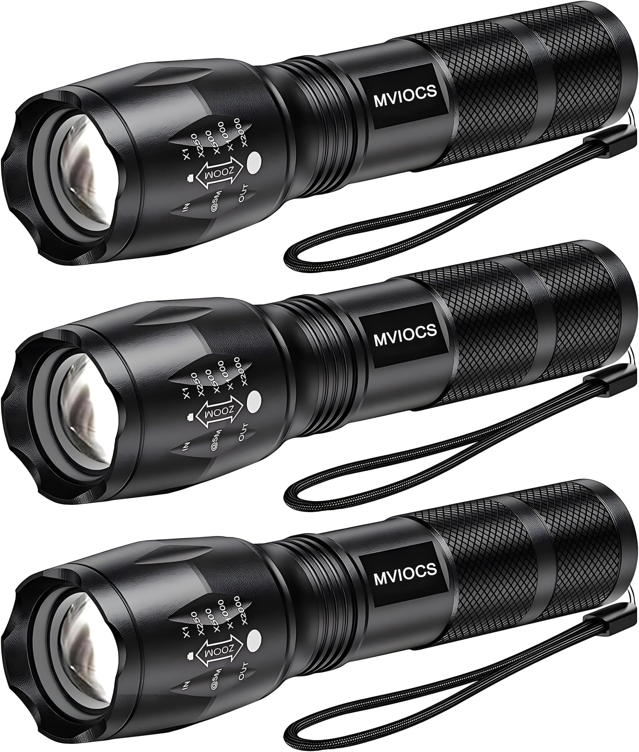 MVIOCS LED Flashlights 3 Pack, Tactical Flashlights High Lumens with 5 ...
