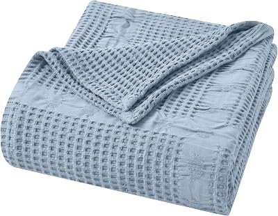 Amazon.com: Boucle Home Periwinkle Blue Striped Throw Blanket | Large ...