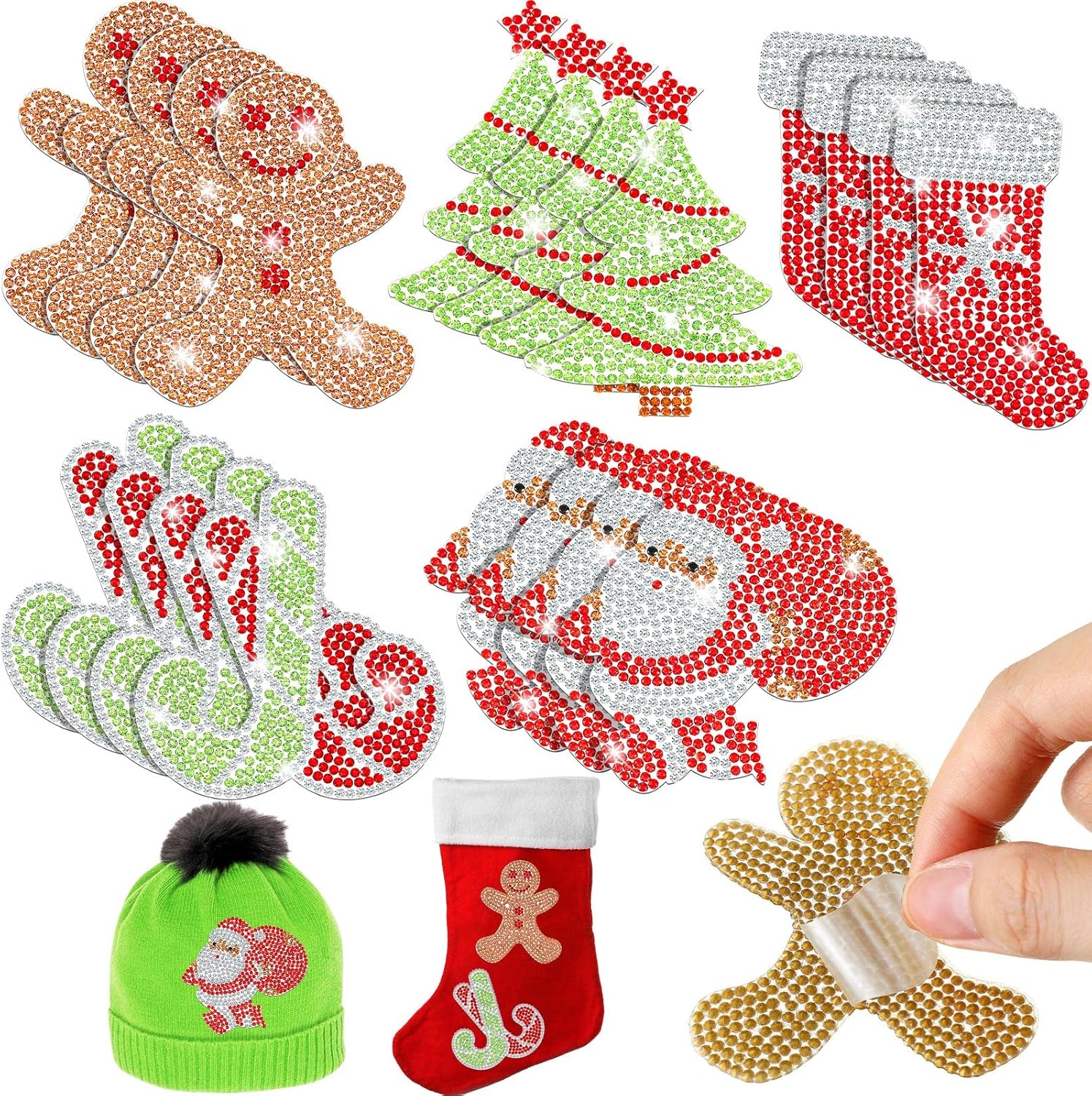 Amazon.com: 20 Pcs Christmas Rhinestone Iron on Patches Bling ...