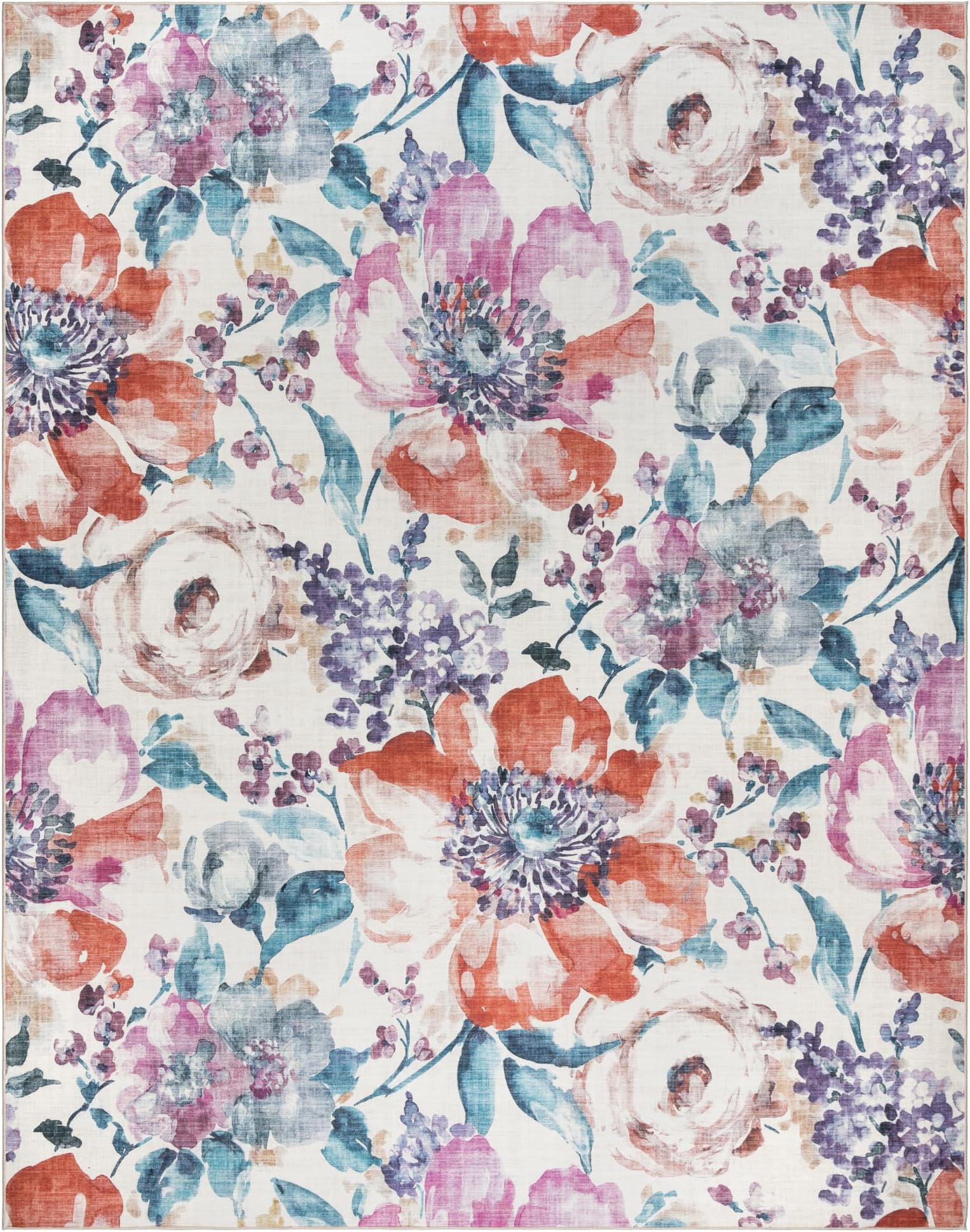 Amazon.com: keensoft Colorful Flower Area Rug 8x10 ft Boho Floral Retro ...