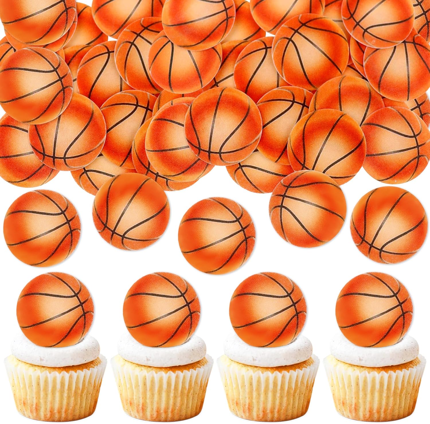 Amazon.com: 40PCS Basketball Edible Cupcake Toppers Sports Theme Kids ...